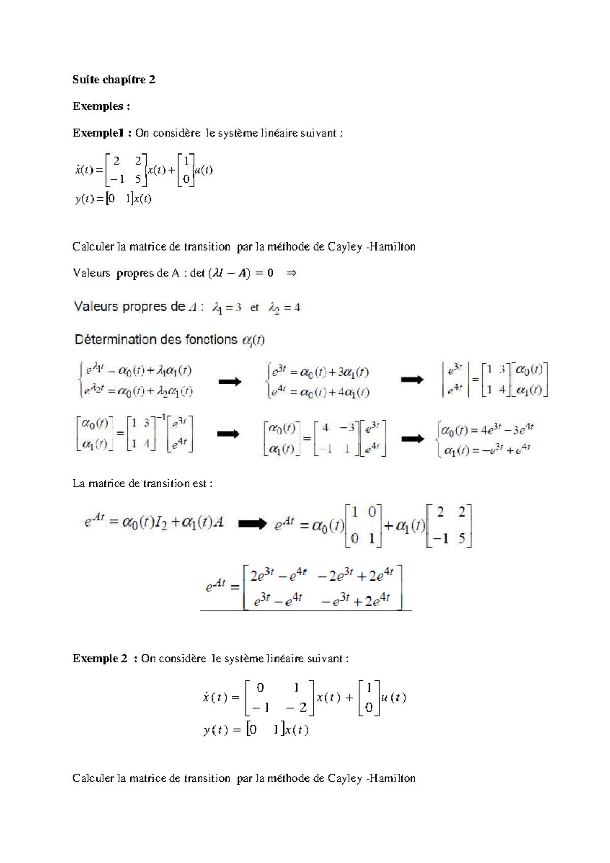 Suite chapitre 2 - Exemple 3 : On considère le système linéaire suivant ...