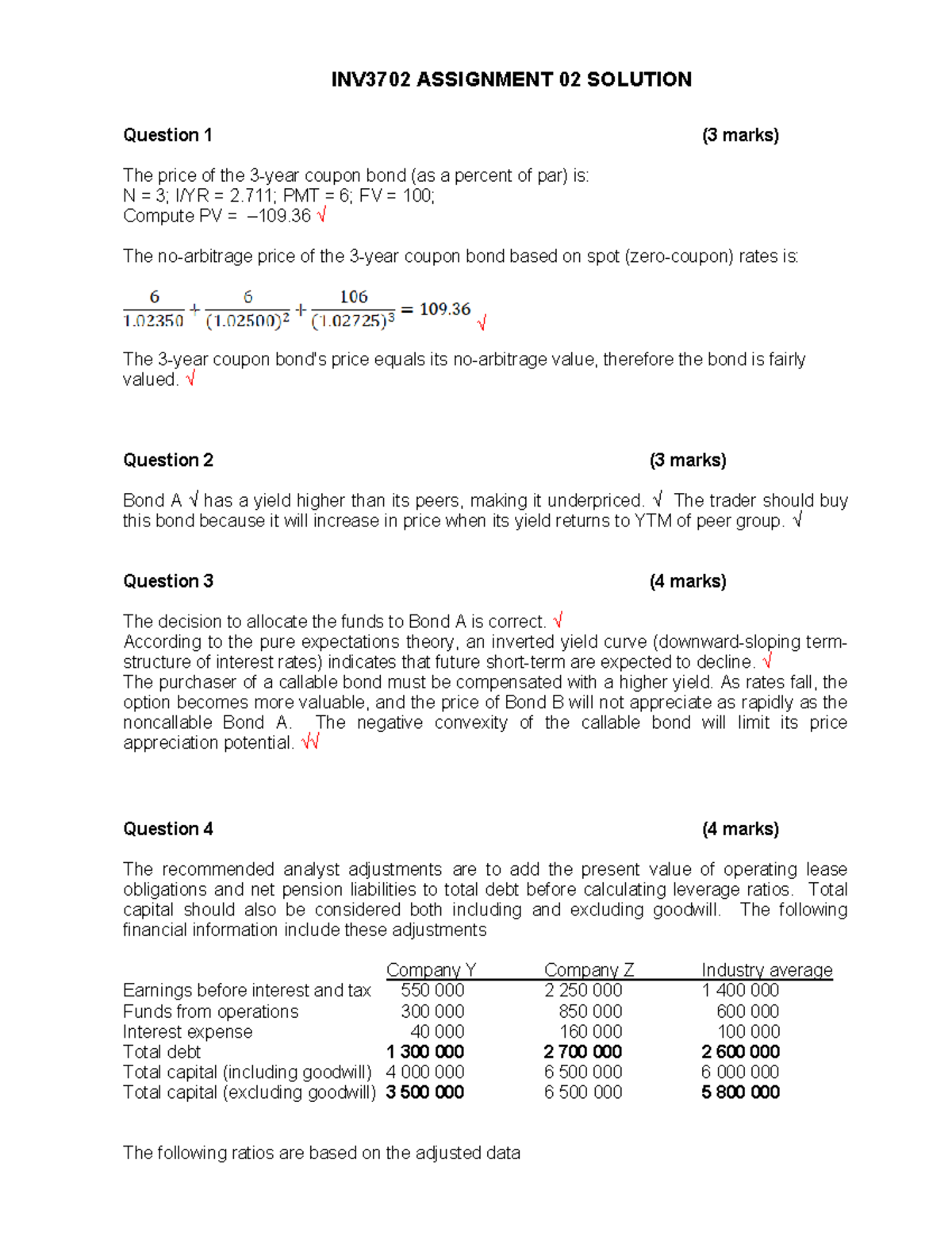 INV3702 Assignment 2Solution - INV3702 ASSIGNMENT 02 SOLUTION Question 1 (3 marks) The price of ...