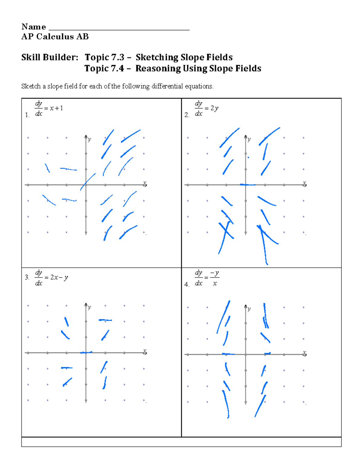 Sketching+Slope+Fields+and+Reasoning+Using+Slope+Fields - Name