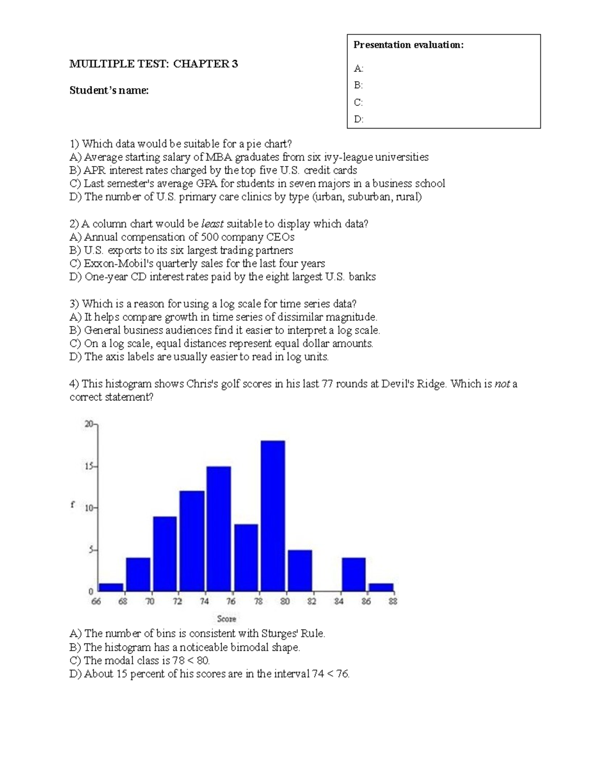 Chap 3 - Statistics for Business - Minitest - MUILTIPLE TEST: CHAPTER 3 ...