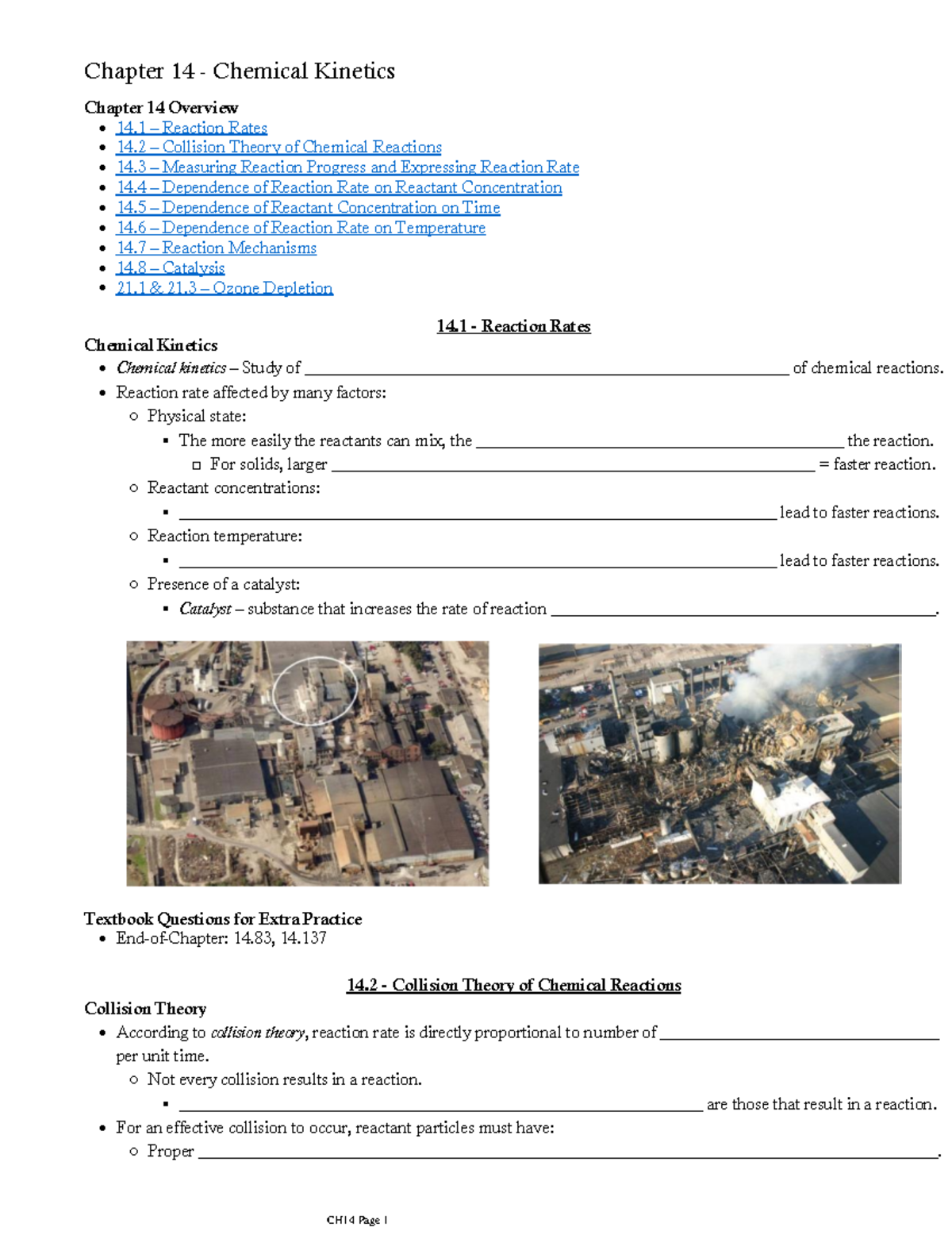 Chapter 14 - Chemical Kinetics - 14 – Reaction Rates 14 – Collision ...