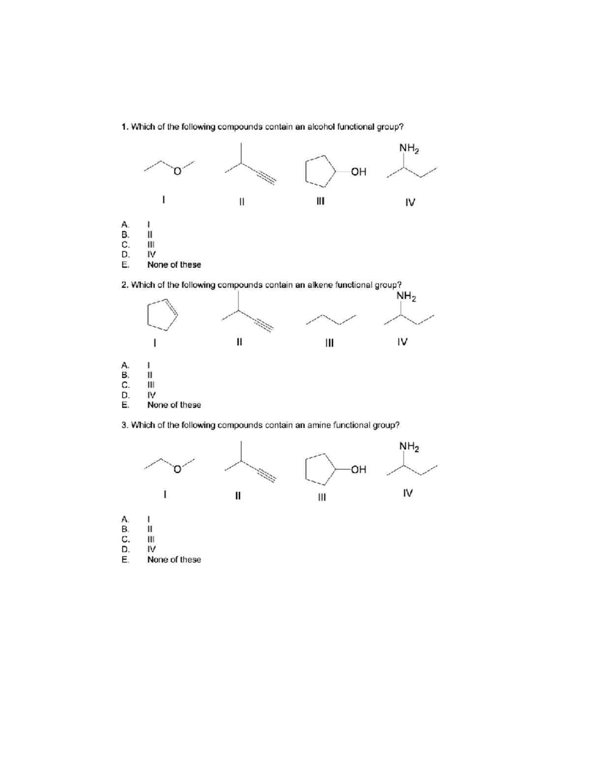 Functional Groups-Key - 1. Which of the following compounds contain an ...
