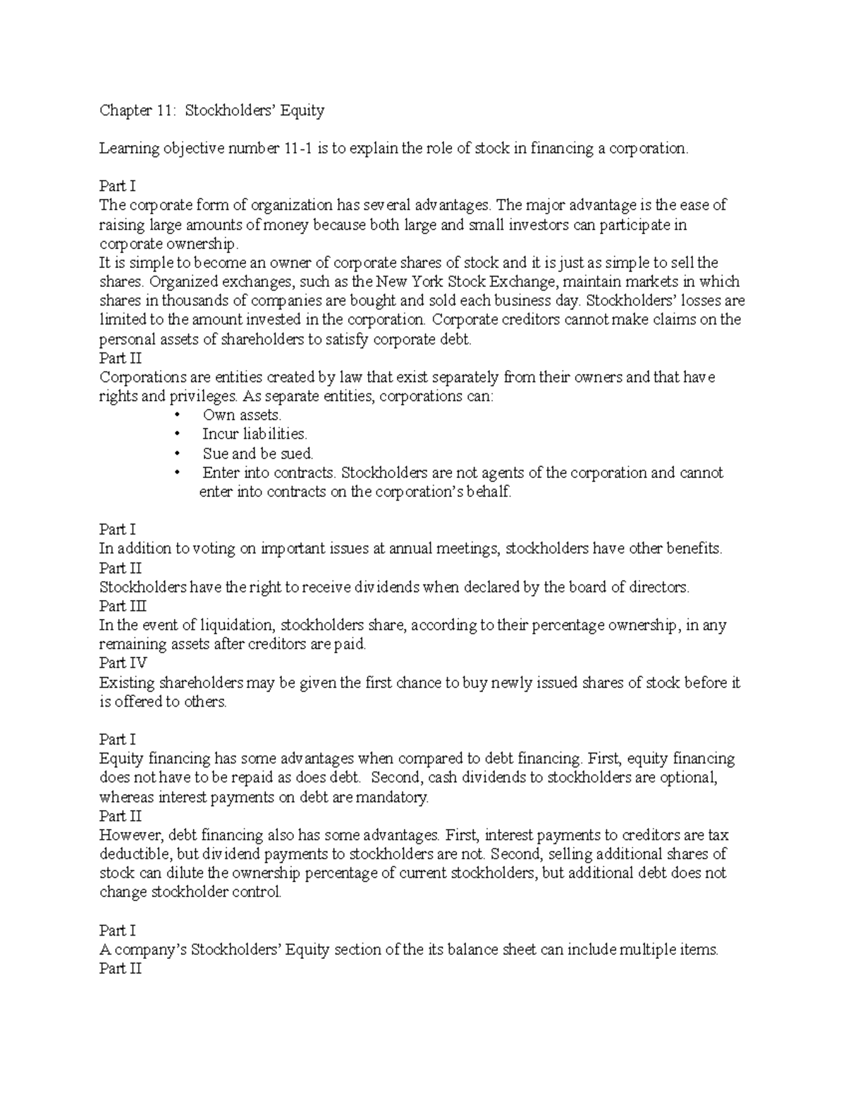 Chapter 11 Financial Accounting Notes to Upload - Chapter 11: Equity ...