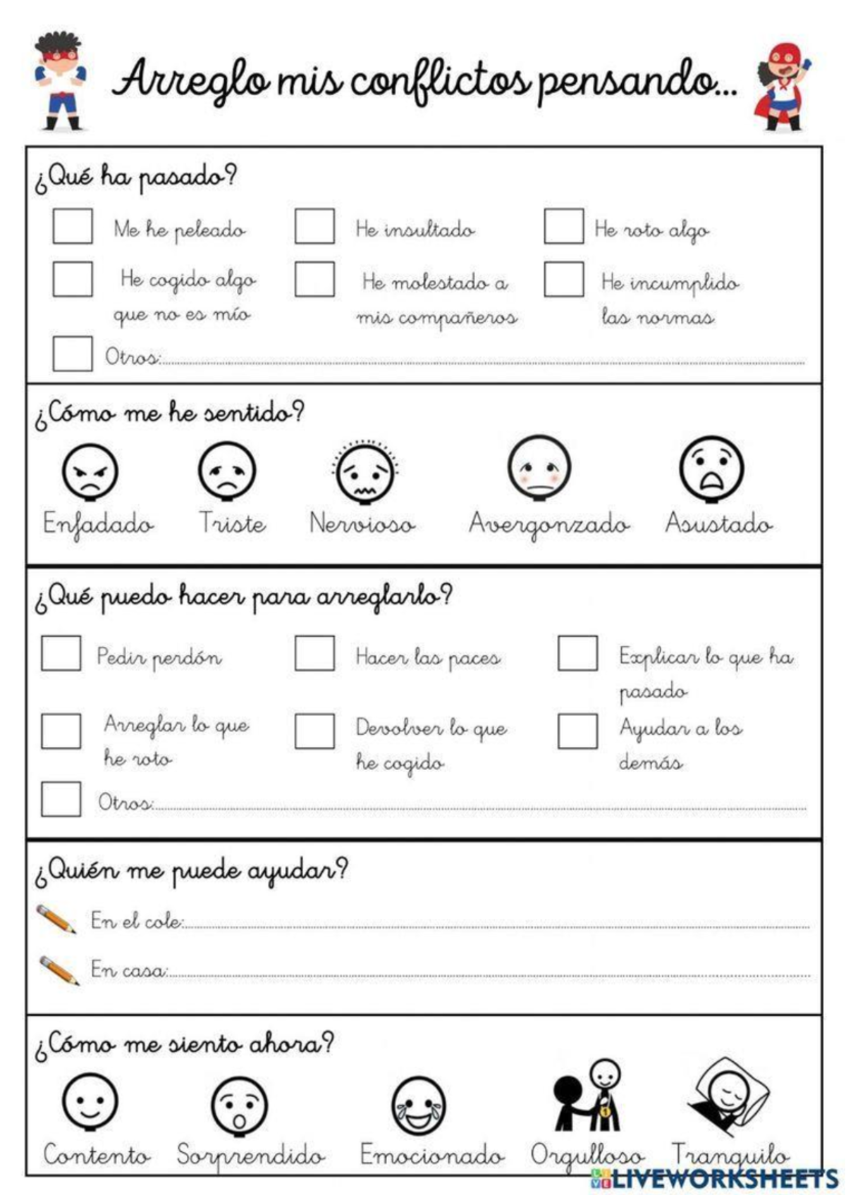 Material Mateo - tareas - Arreglo mis conflictos pensando 6 Que ha ...