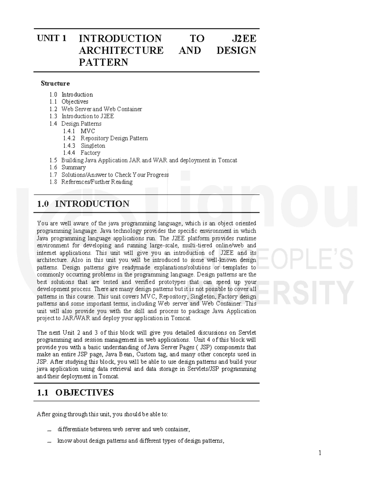 Web Application Development Using J2ee 1 Unit 1 Introduction To J2ee Architecture And Design 