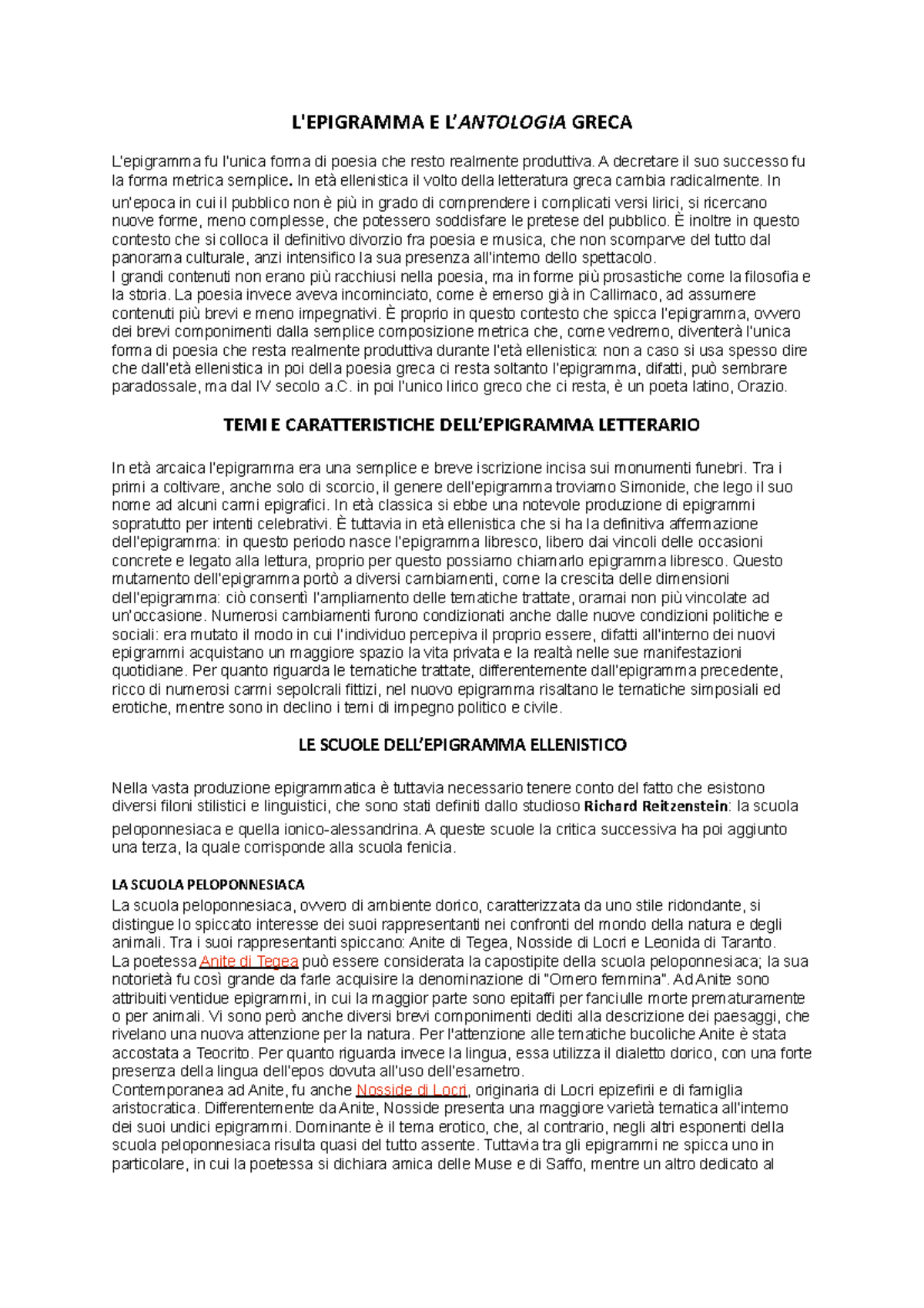 Epigramma Greco - L'EPIGRAMMA E L’ANTOLOGIA GRECA L’epigramma fu l’unica forma di poesia che ...