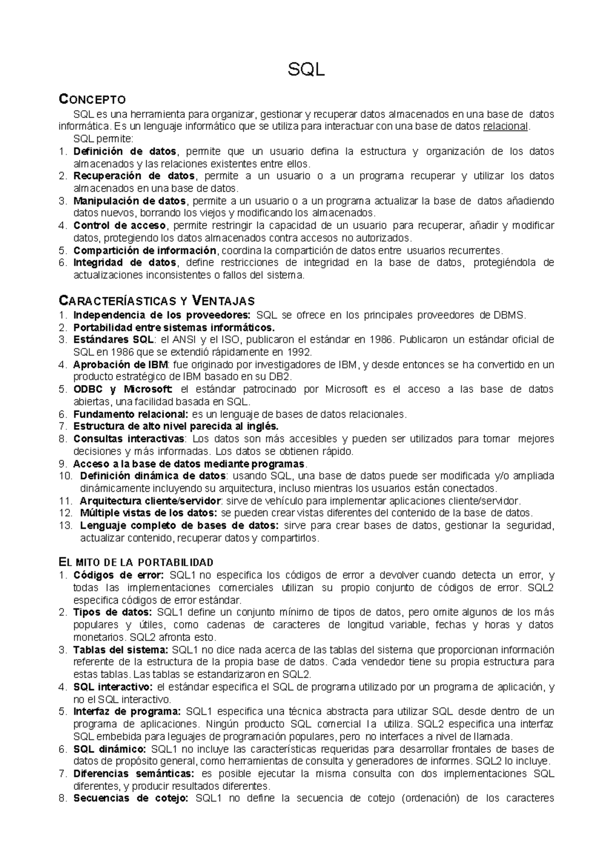 GDA-Segundo-Parcial - GDA segundo parciala resumen - SQL CONCEPTO SQL ...