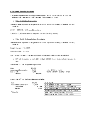 Depreciation Cheat Sheet - COMM 1101 - Studocu