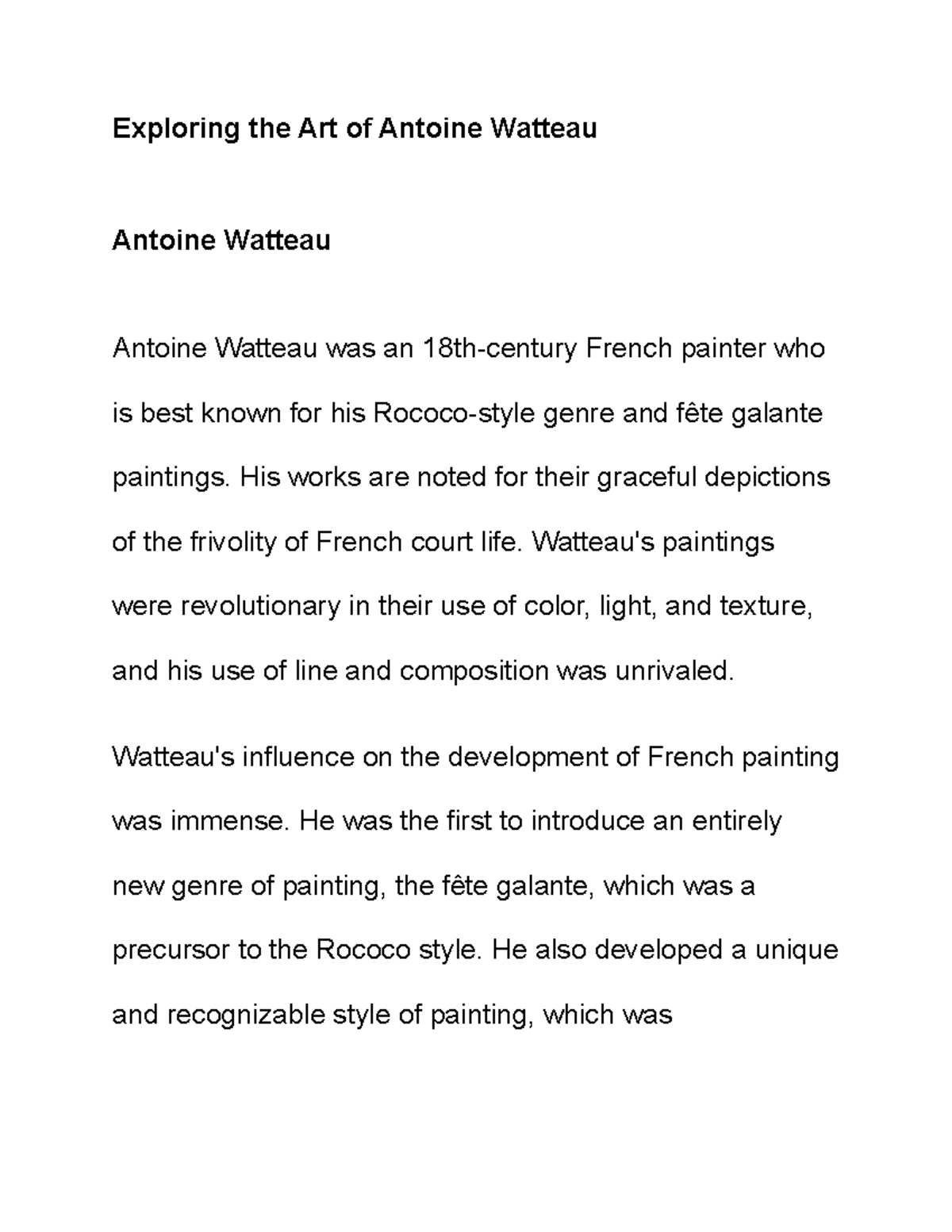 Antoine Watteau - 18th century notes transcription - Exploring the Art ...