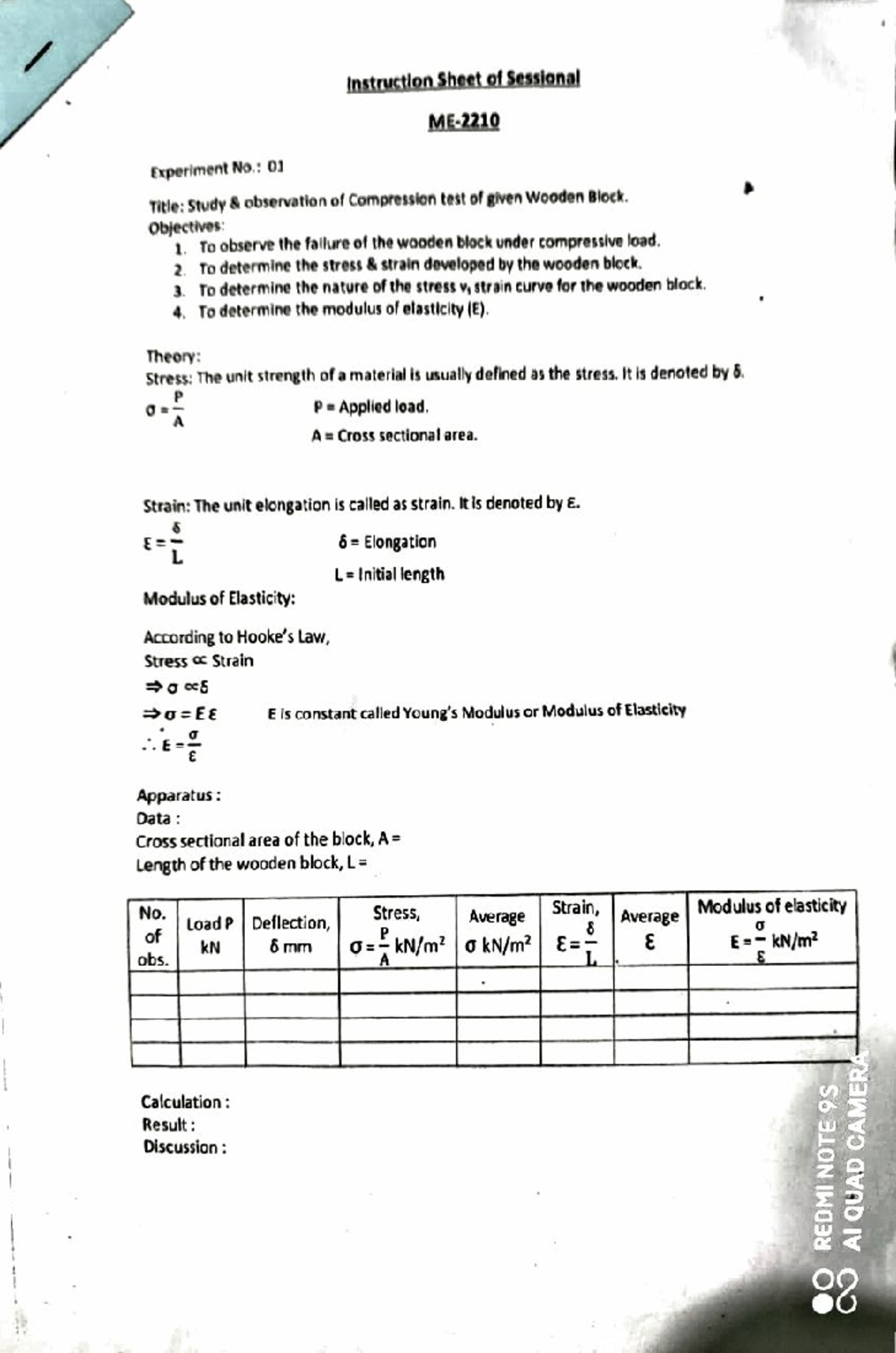 Solid Mechanics Lab manual RUET - Studocu