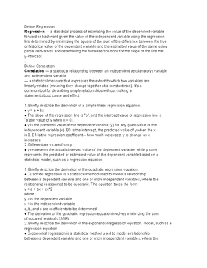Derivation of Linear Regression Model - Briefly describe the derivation ...
