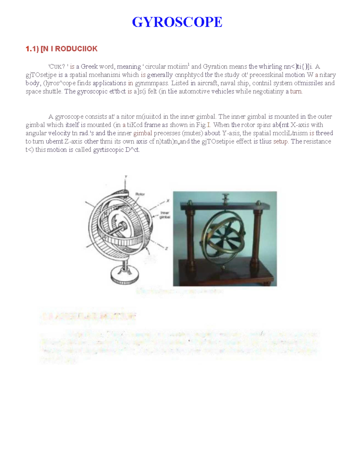 Gyroscop - GYROSCOPE [N I RODUCllOK 'CUK? ' is a Greek word, meaning ...