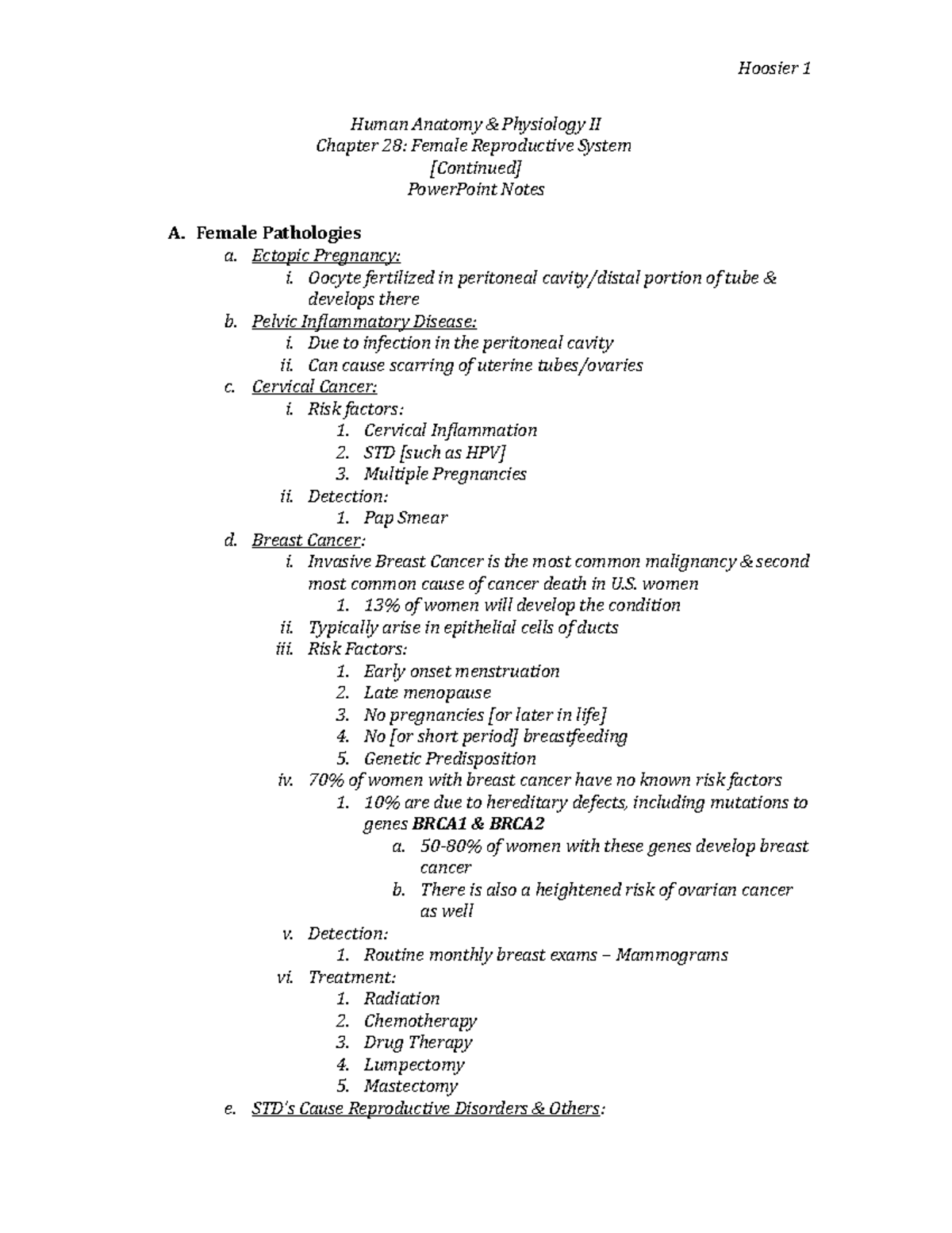 Female Reproductive System Notes - Human Anatomy & Physiology II ...