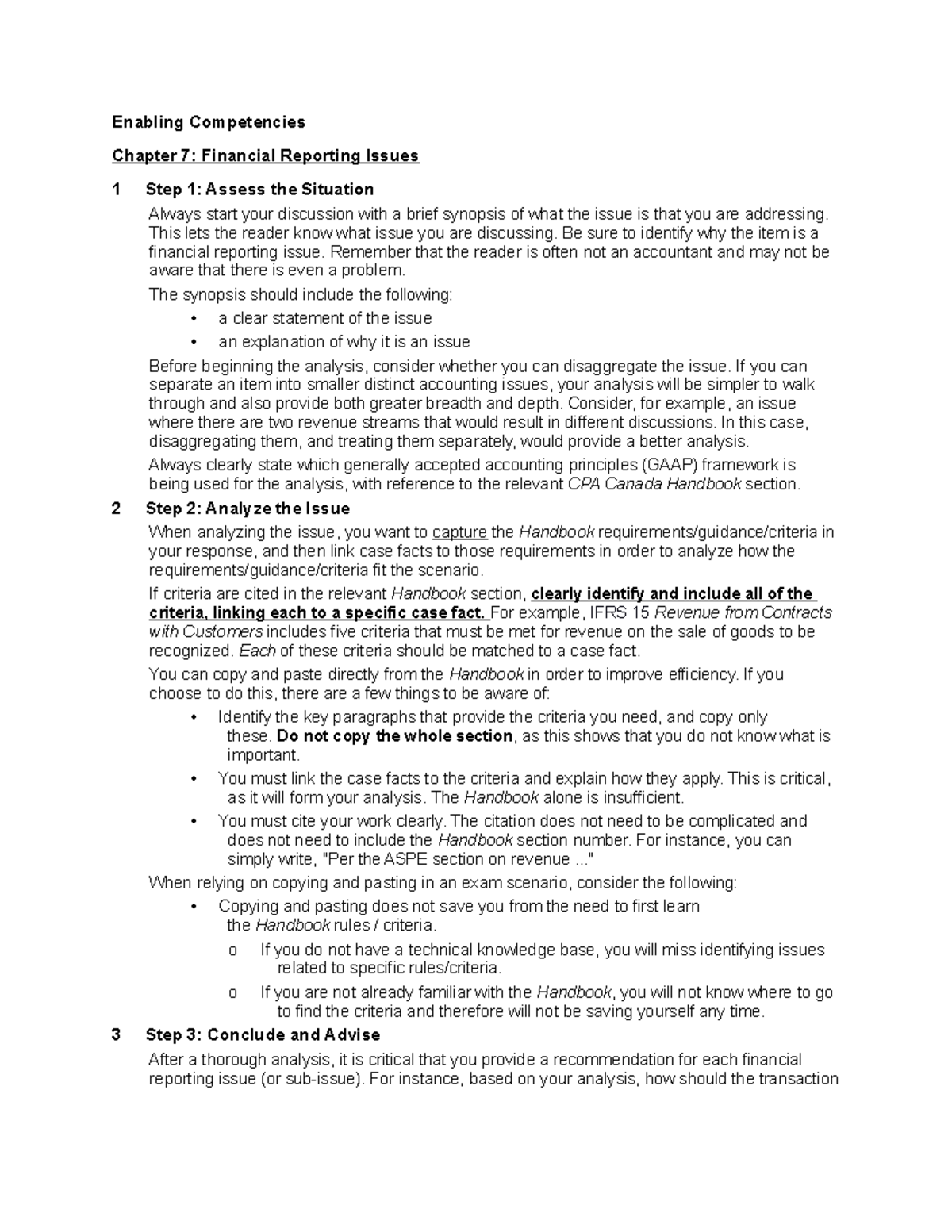 Enabling Competencies Chapter 7 - This lets the reader know what issue ...
