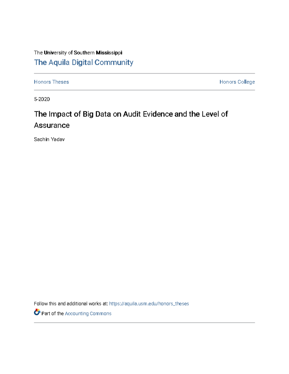 The Impact of Big Data on Audit Evidence and the Level of Assuran ...