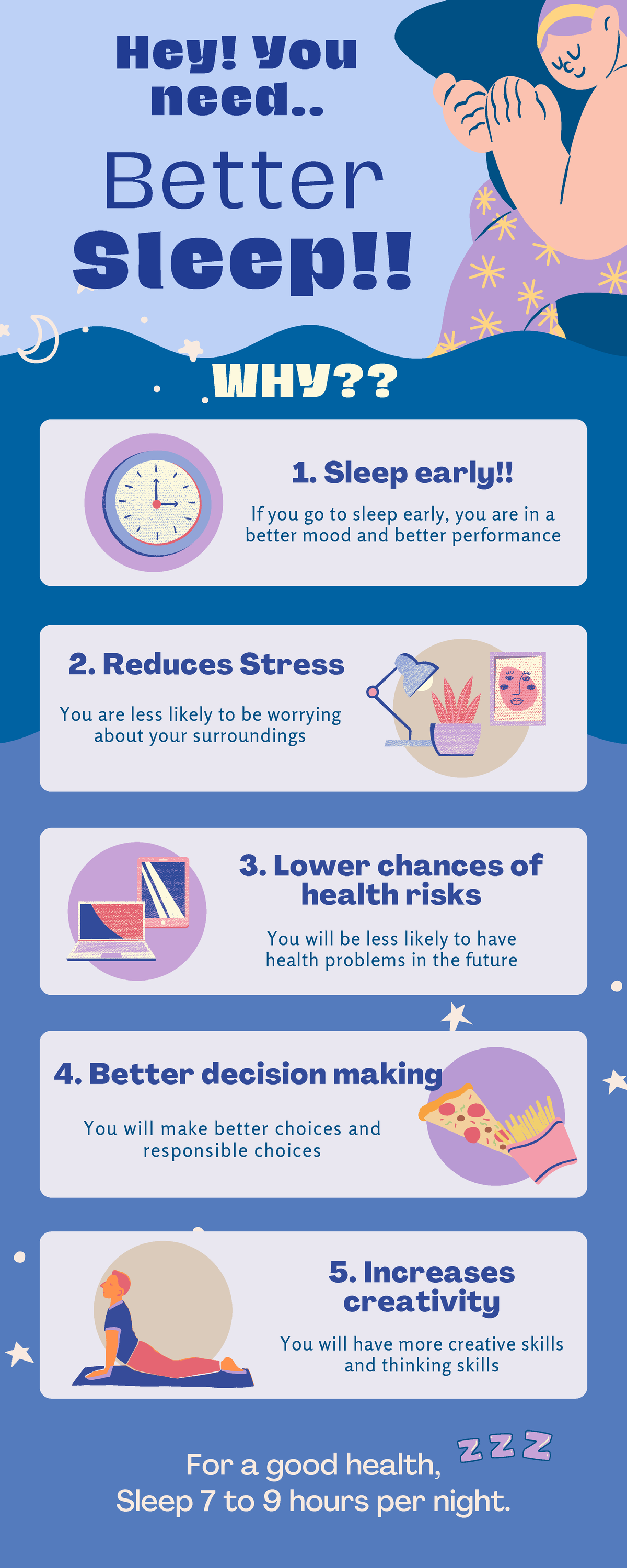 Blue and Purple Illustrated Tips for Better Sleep Infographic - If you ...