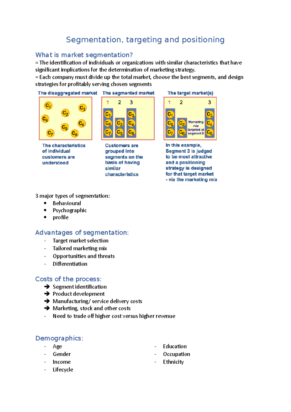 5 Segmentation Condensed Notes Segmentation Targeting And Positioning What Is Market