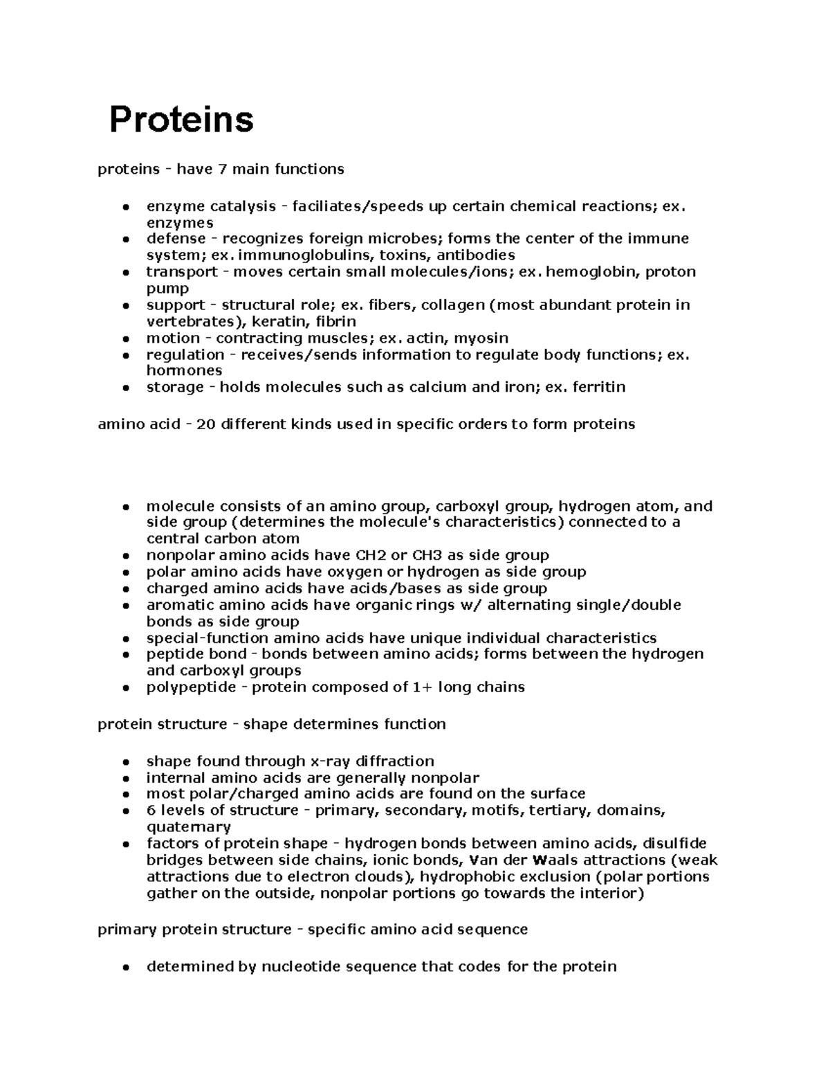 Protiens - Biology for science majors II, instructor given lecture ...