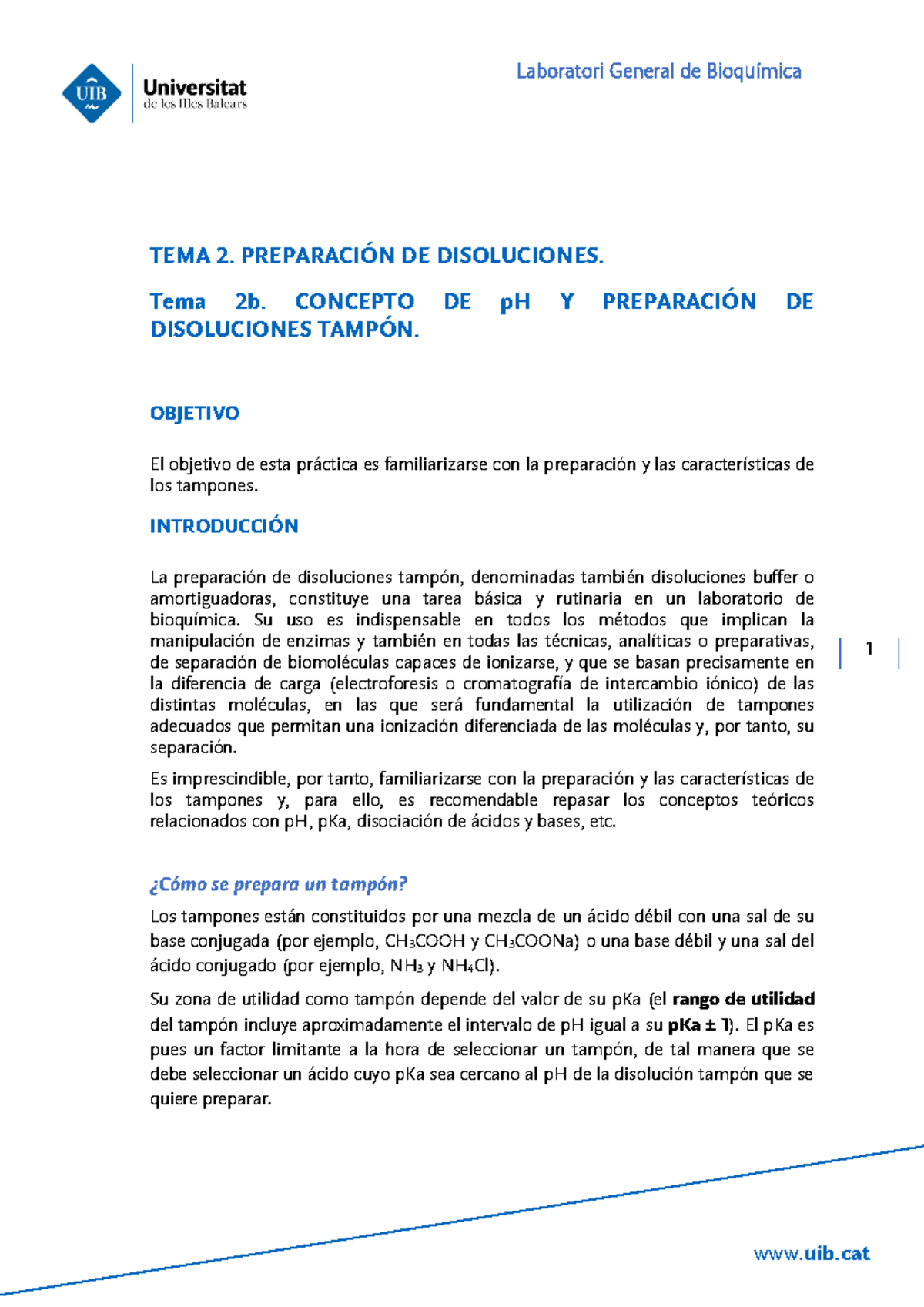 Protocolo Tema 2b-2020-2021 - 1 TEMA 2. PREPARACI”N DE DISOLUCIONES. Tema 2b. CONCEPTO DE pH Y ...
