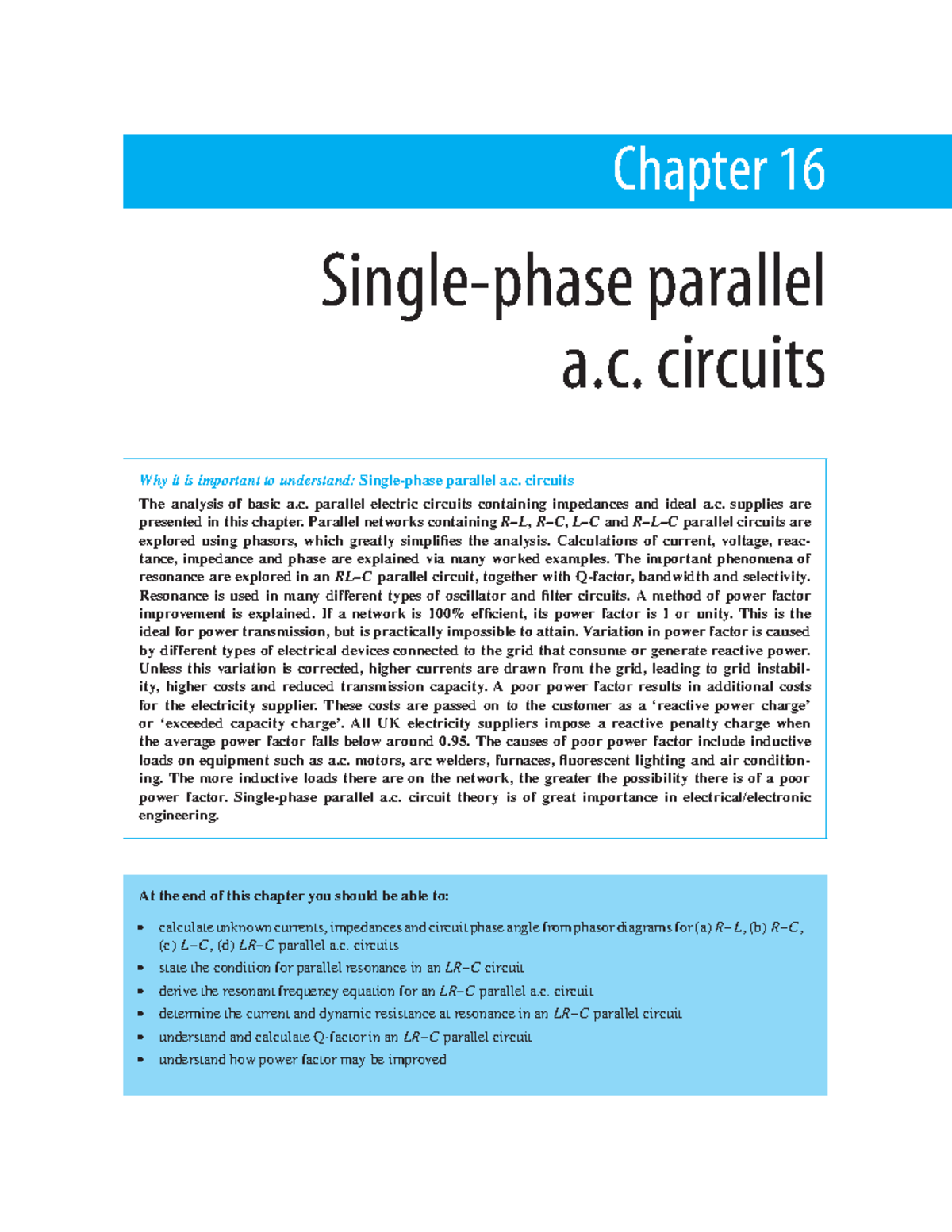 Electrical circuit notes p6 - Chapter 16 Single-phase parallel a ...