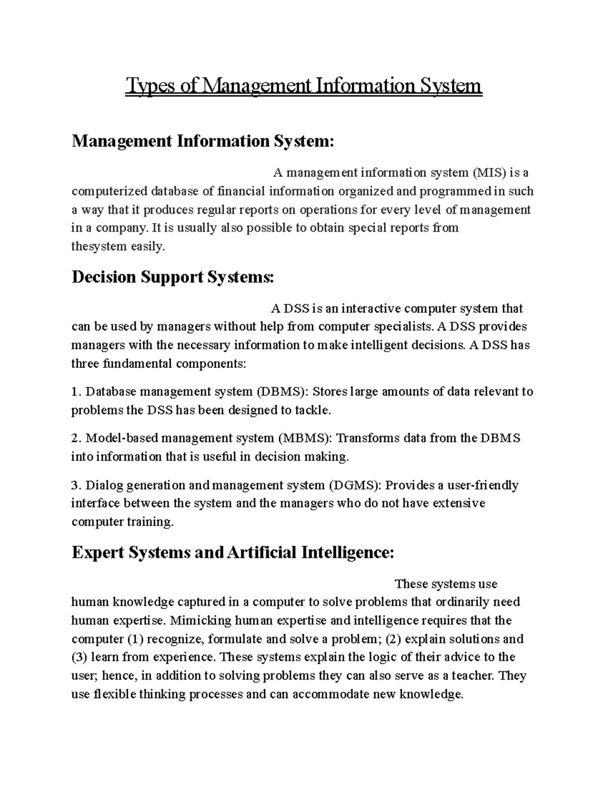 Management Information System - Types of Management Information System ...