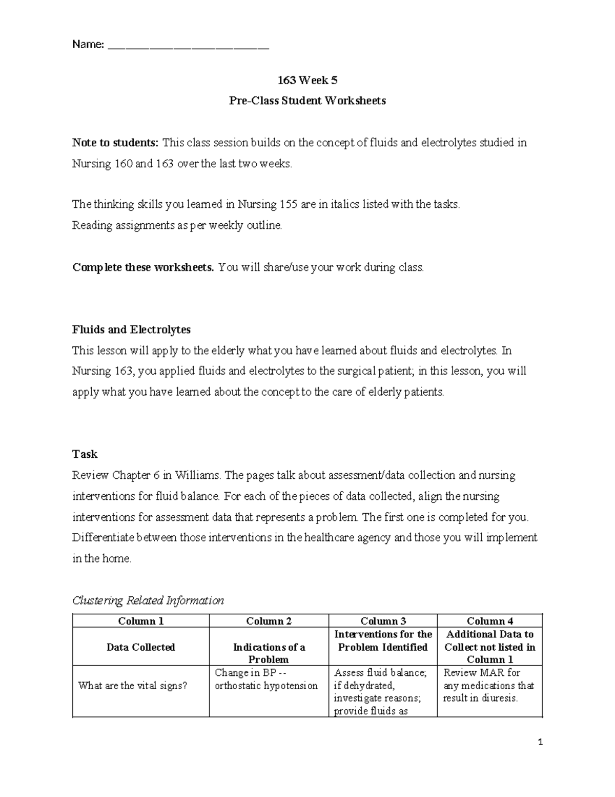 NUR 163 Week 5 Pre-Class Assignment - 163 Week 5 Pre-Class Student ...