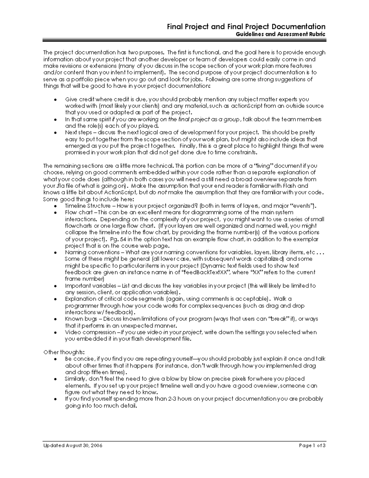 Final Project Documenation Grading - Final Project and Final Project ...