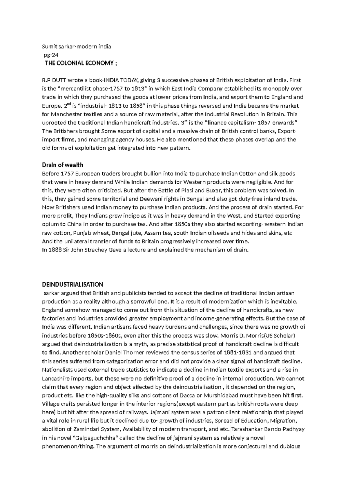 Sumit sarkar- drain of wealth - Sumit sarkar-modern india pg- THE ...