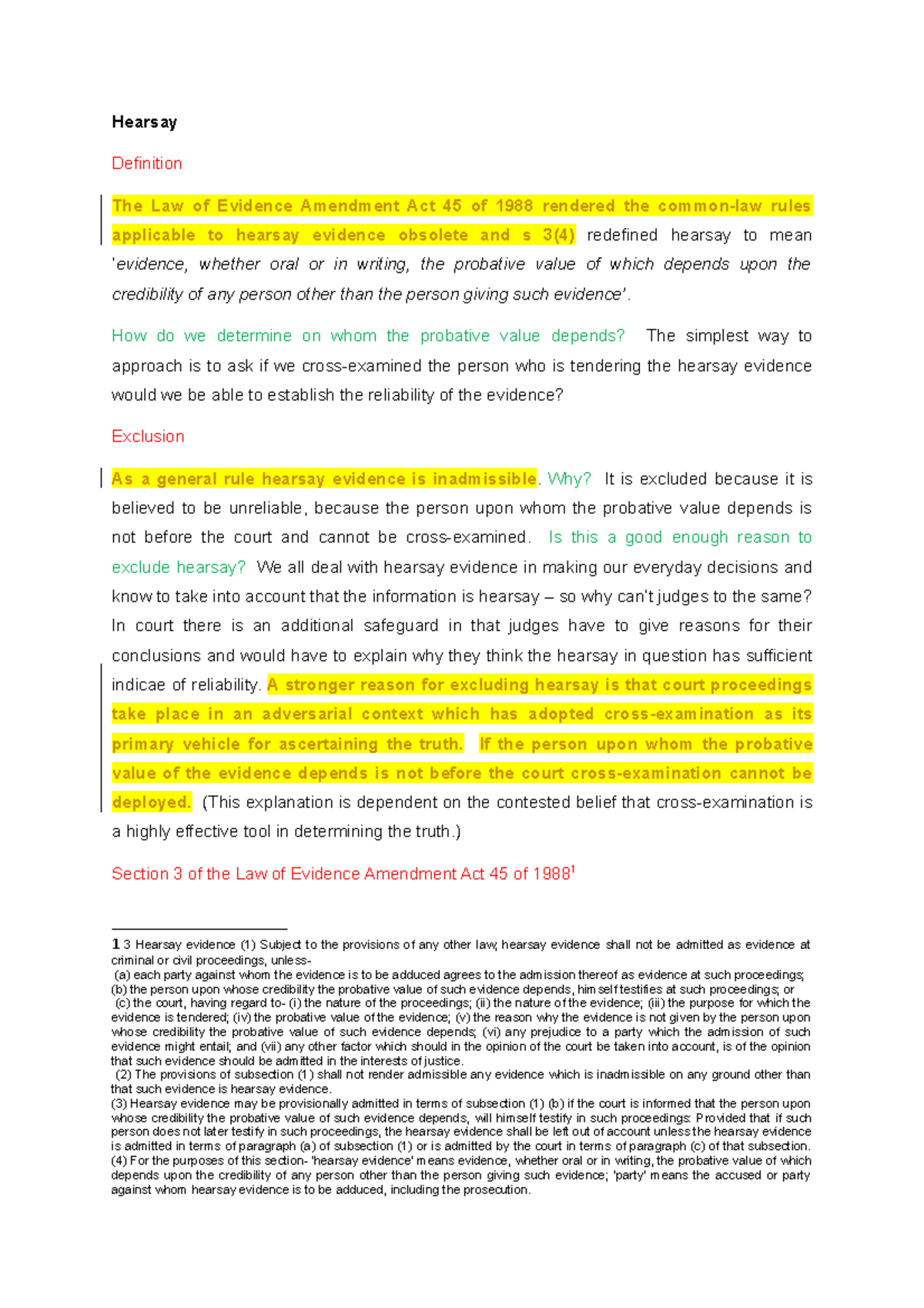 Hearsay Evidence 2020 - Hearsay Definition The Law of Evidence ...