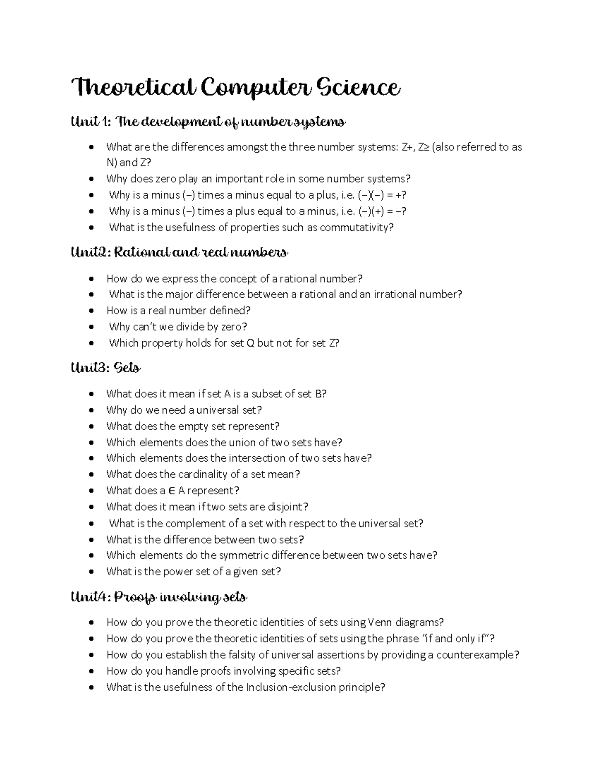 Theoretical Computer Science - (−)(−) = +? • Why is a minus (−) times a ...