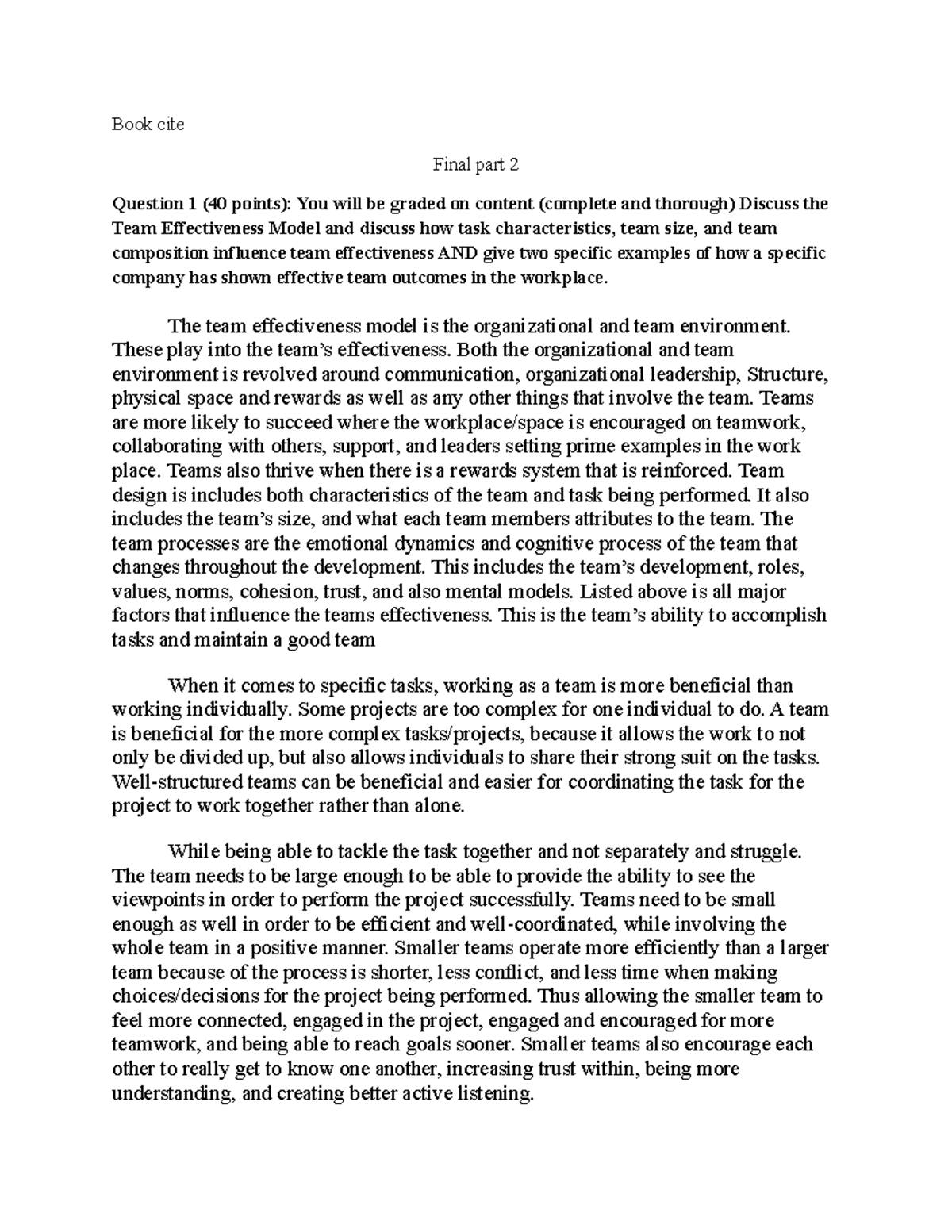 Final part 2 OB - Book cite Final part 2 Question 1 (40 points): You ...