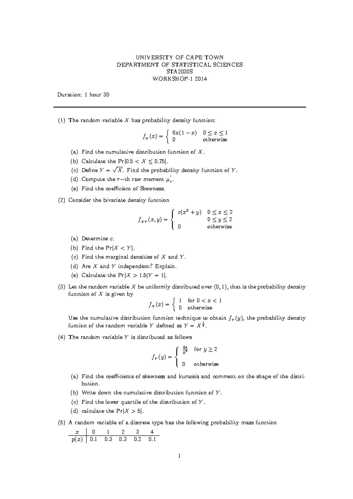 Workshop 2014 - Enjoy;) - UNIVERSITY OF CAPE TOWN DEPARTMENT OF ...