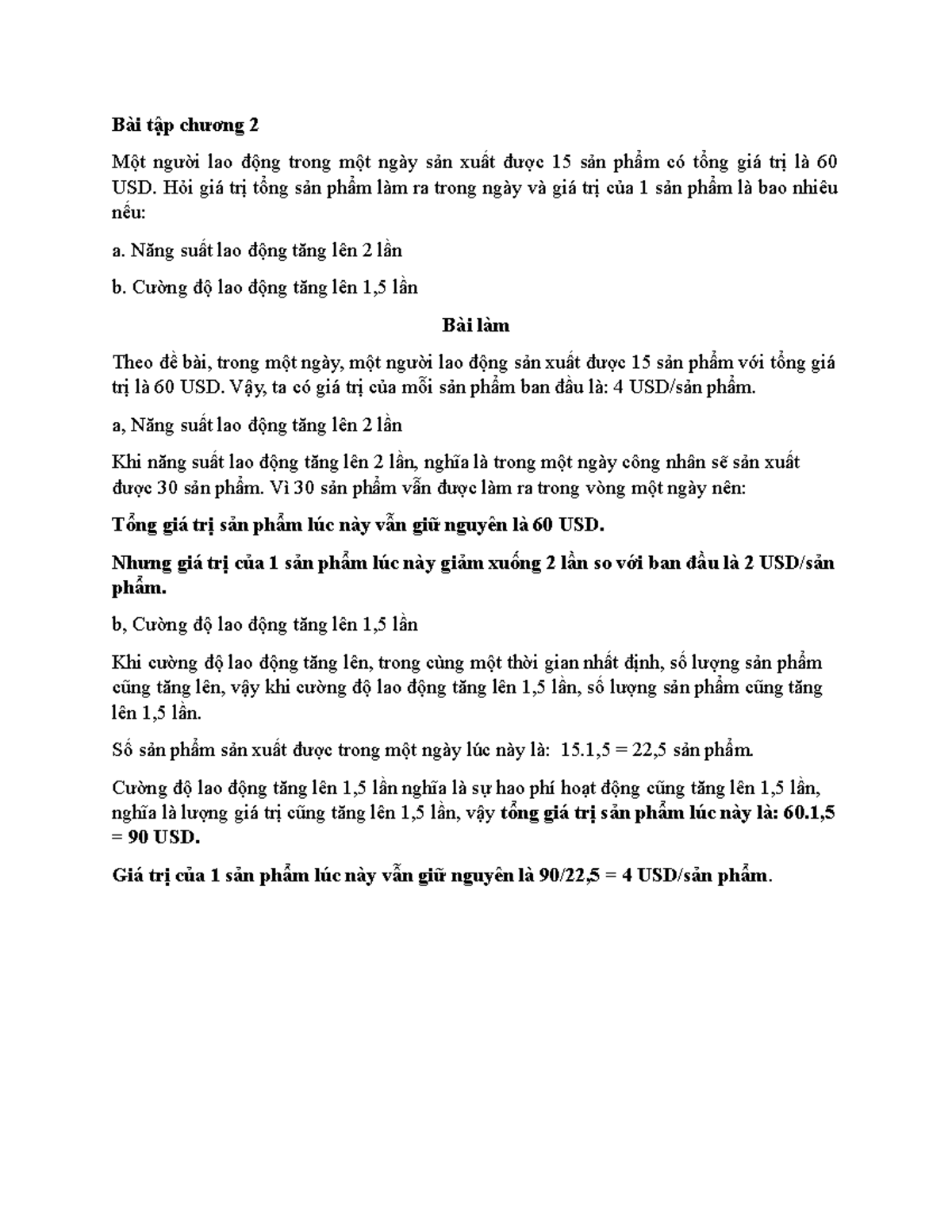Btap C2 - Bài tập chương 2 KTCT - Bài tập chương 2 Một người lao động trong một ngày sản xuất ...