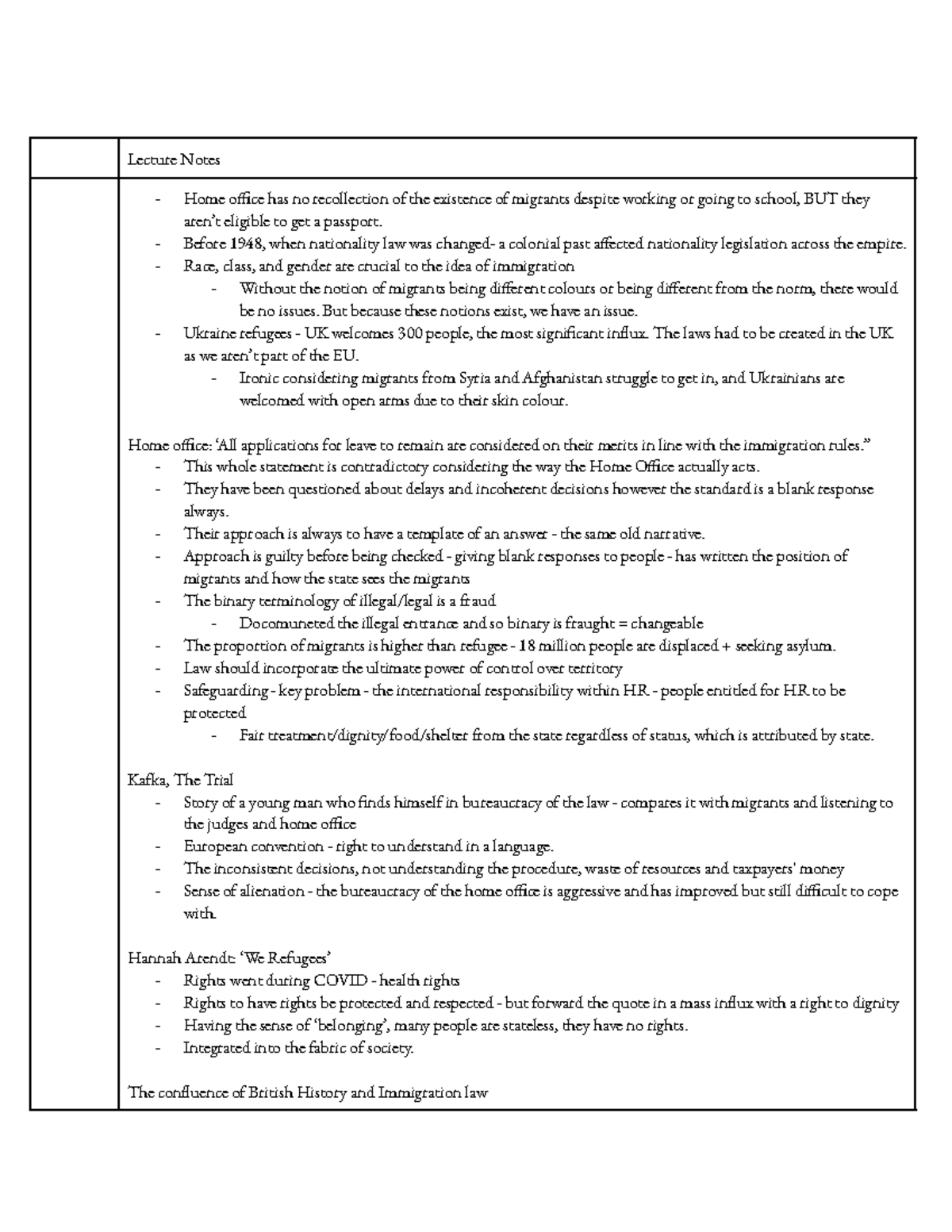 Introduction to asylum and immigration law - Lecture Notes Home oce has ...