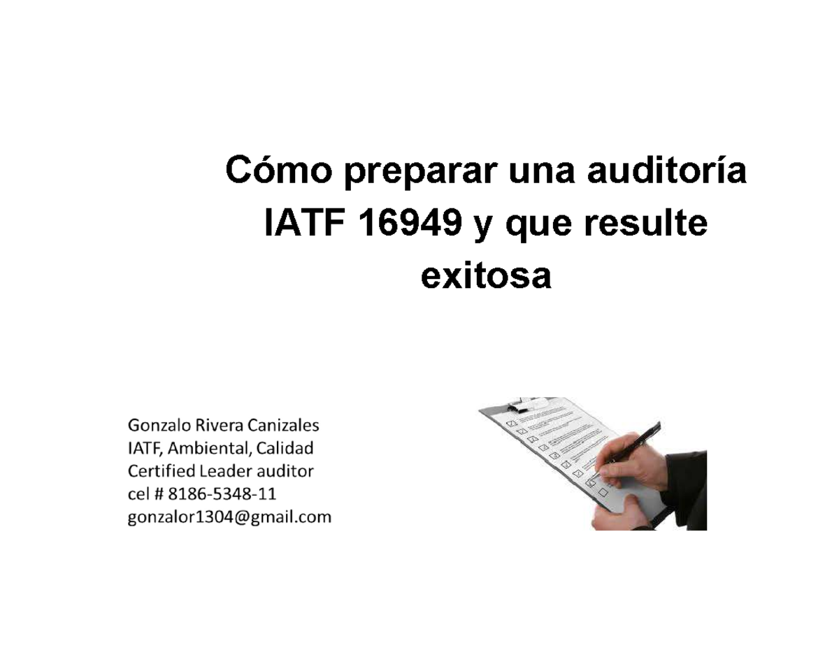 Preparacion de Auditoria - Cómo preparar una auditoría IATF 16949 y que ...