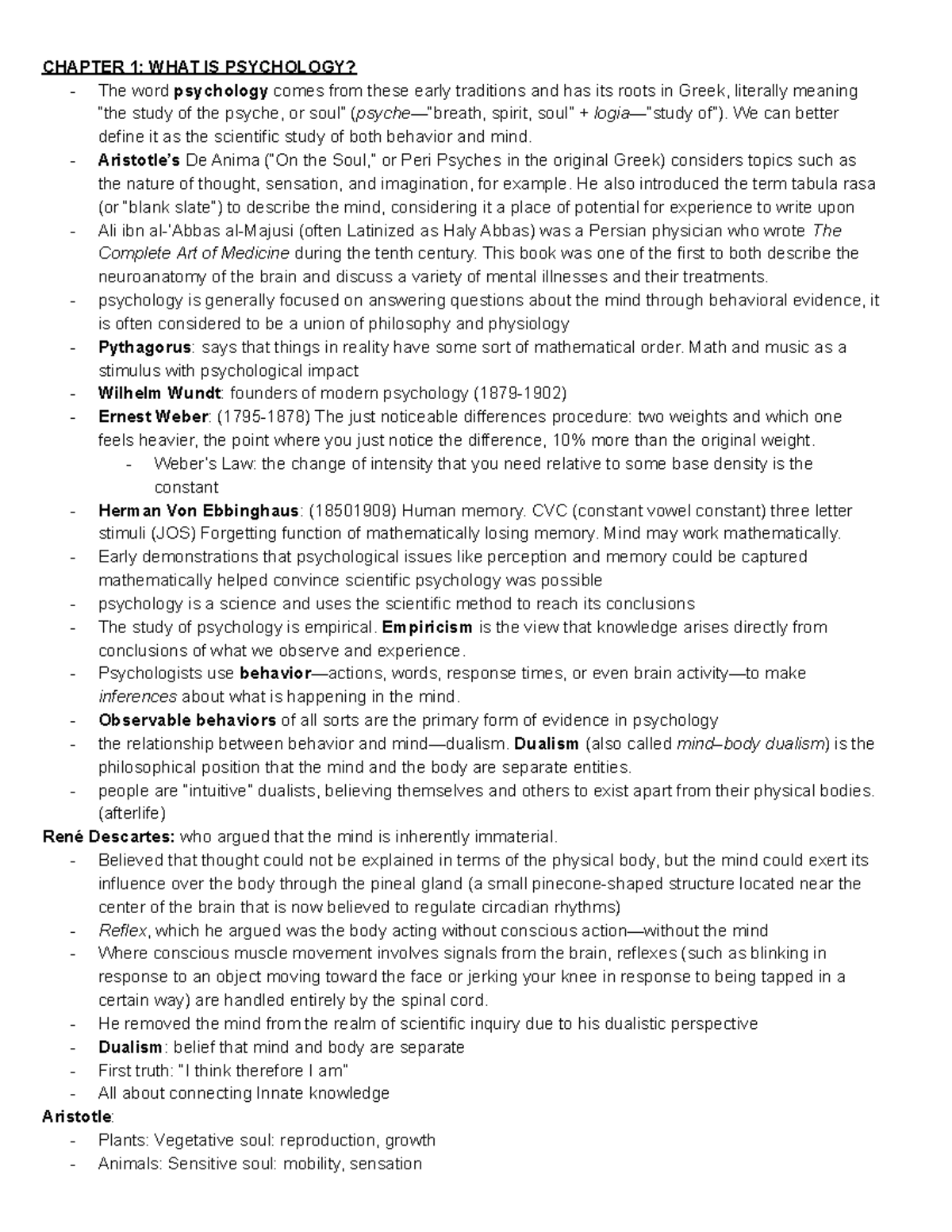 Psychology notes ch.1 & 2 Intro and clinical methods - CHAPTER 1: WHAT ...