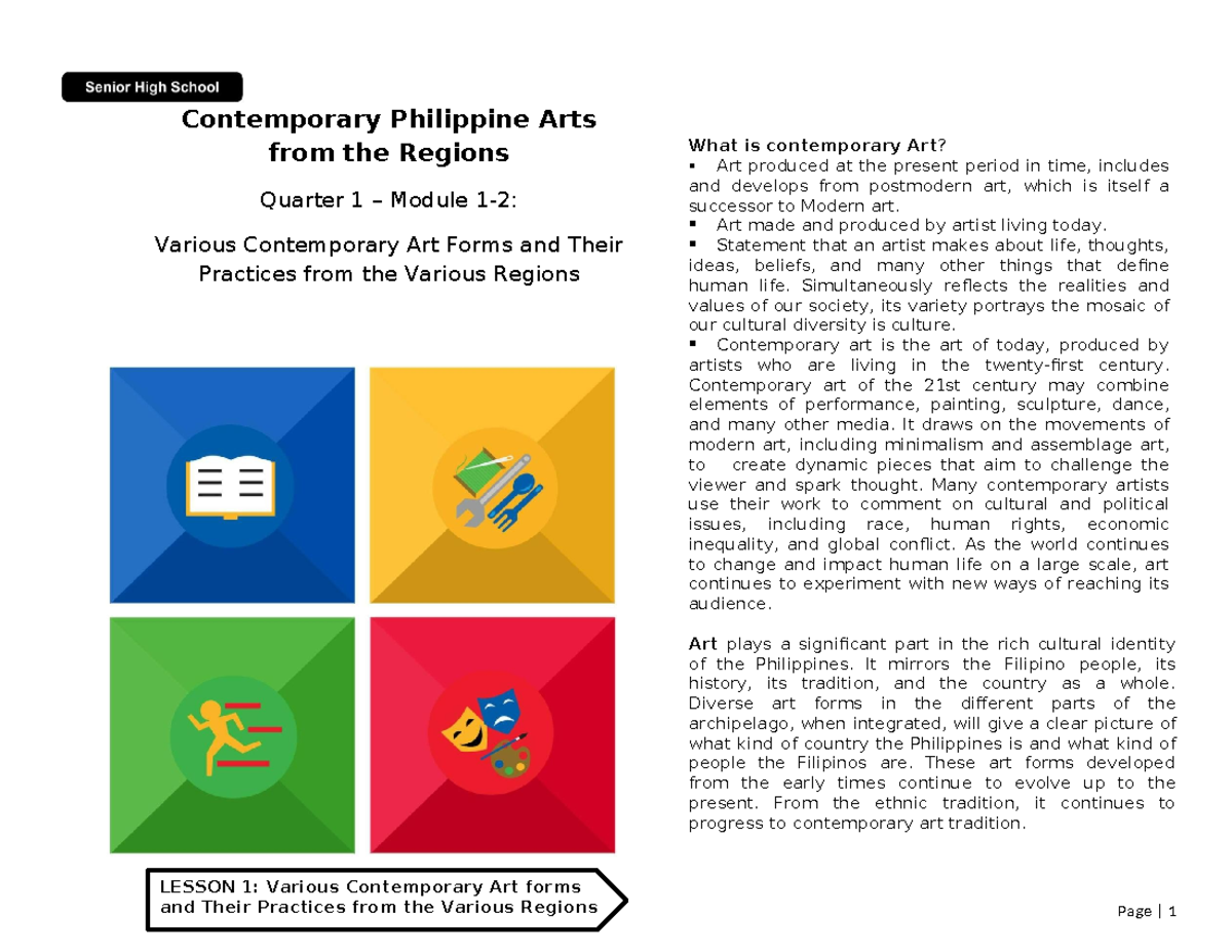 Cpar Module 1 2 Eee Contemporary Philippine Arts From The Regions