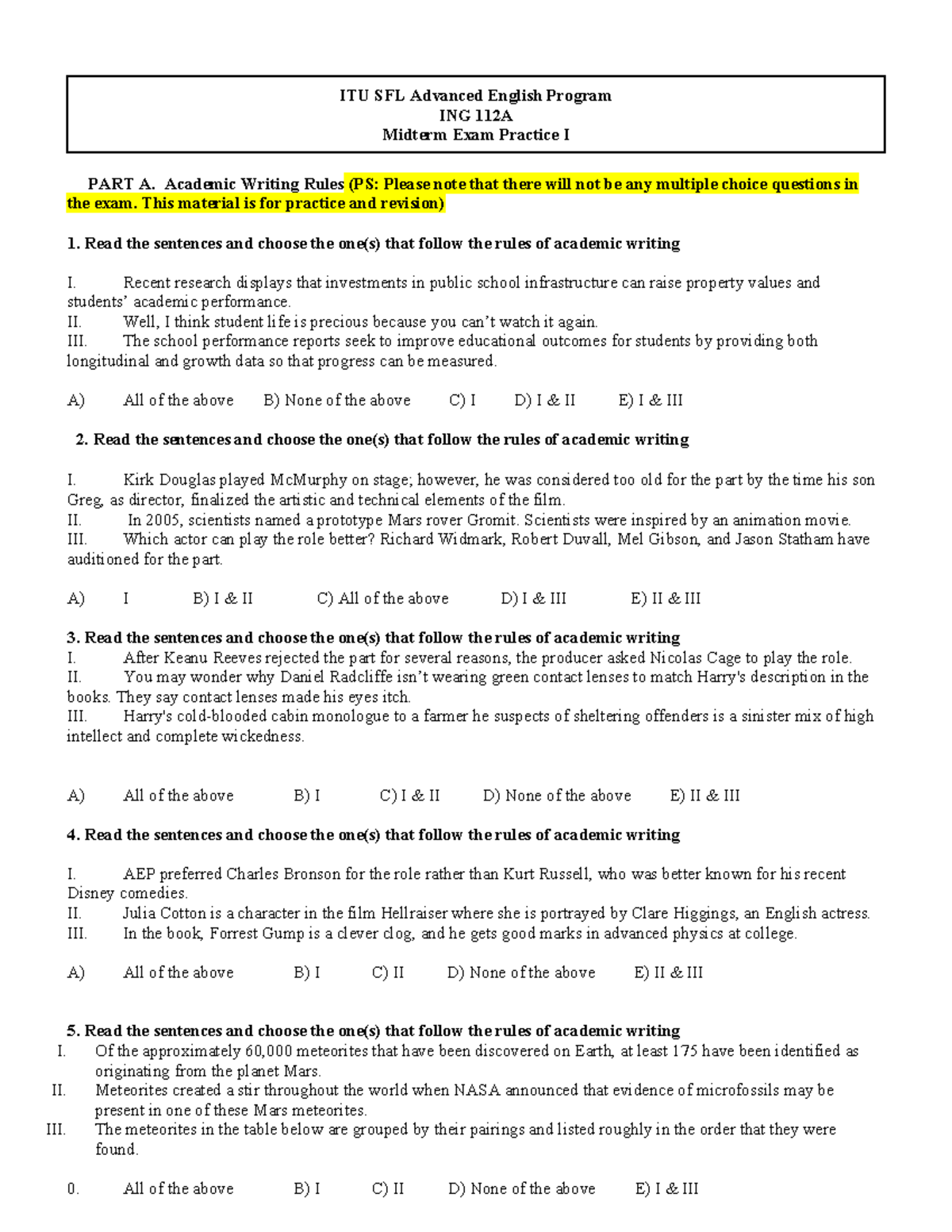 ING 112A Midterm Exam Practice I - ING 112A Midterm Exam Practice I ...