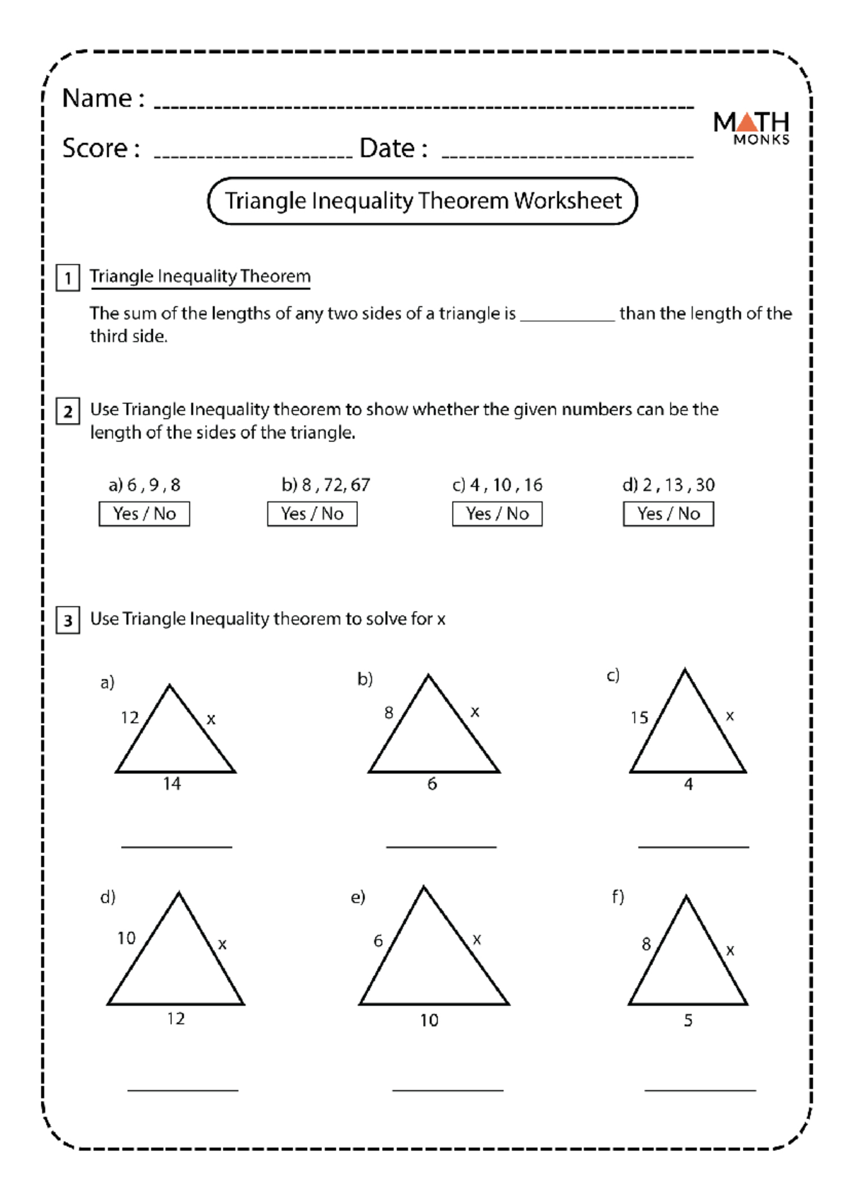 Worksheet-Triangle-Inequalities - Basic Education - Studocu