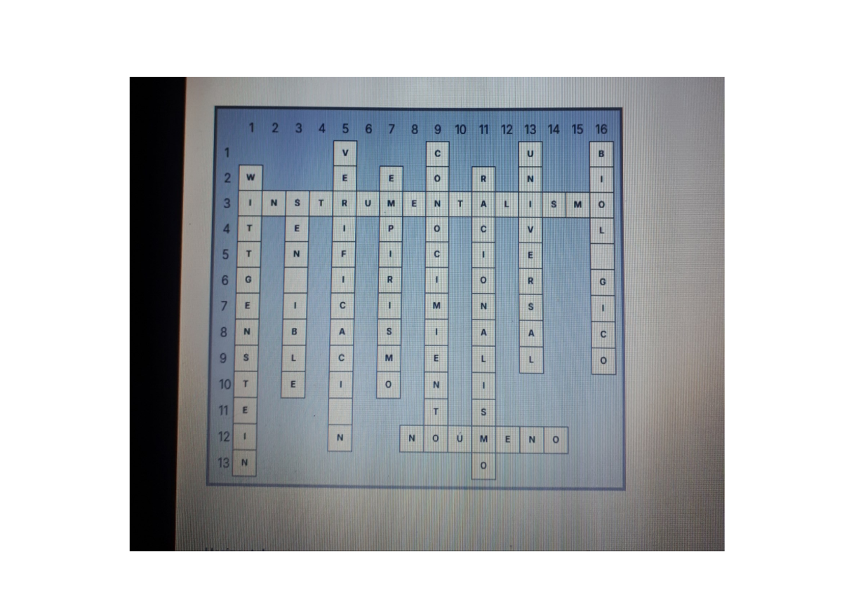 Crucigrama Actividad 7 - Filosofía - 16 Bo 0-00 15 M 8 o -4 12 11 8-0 10 = 0-t E -2 - U -00- N ...