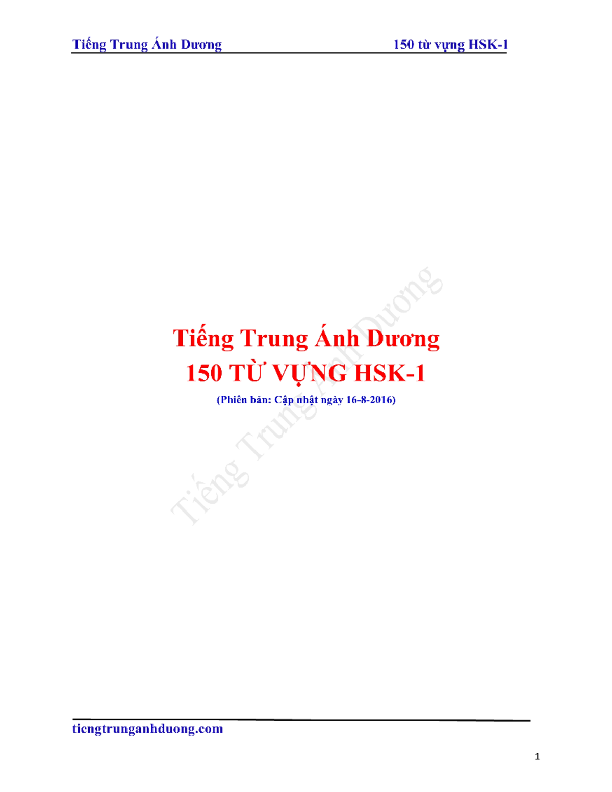 150 từ vựng HSK1 16082016 - tiếng trung - Studocu
