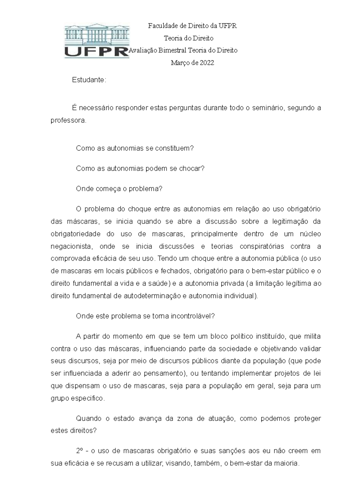 Base para criação de trabalho - Faculdade de Direito da UFPR Teoria do ...