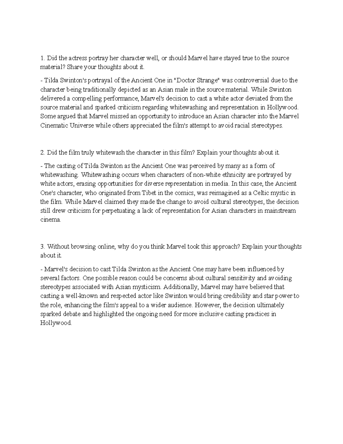 03Worksheet 3 - heehe - Did the actress portray her character well, or ...