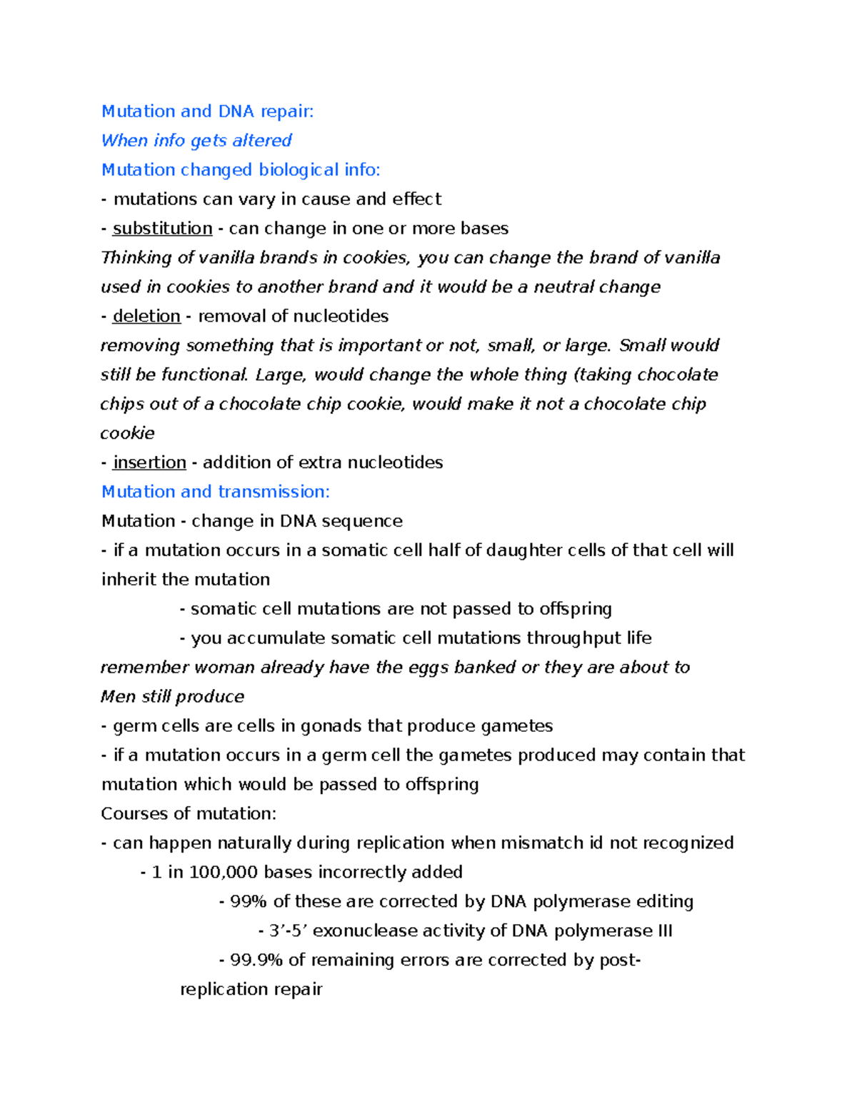 BSC 170 10-3-22 - Instructor: Wade Nichols - Mutation and DNA repair ...