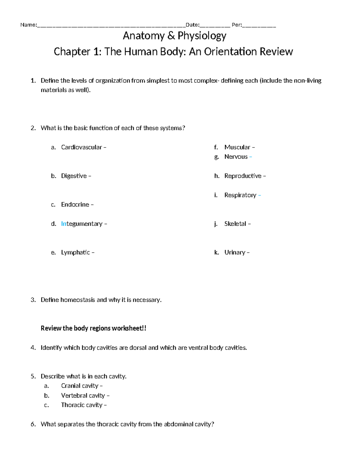 01 test study guide - Anatomy & Physiology Chapter 1: The Human Body ...