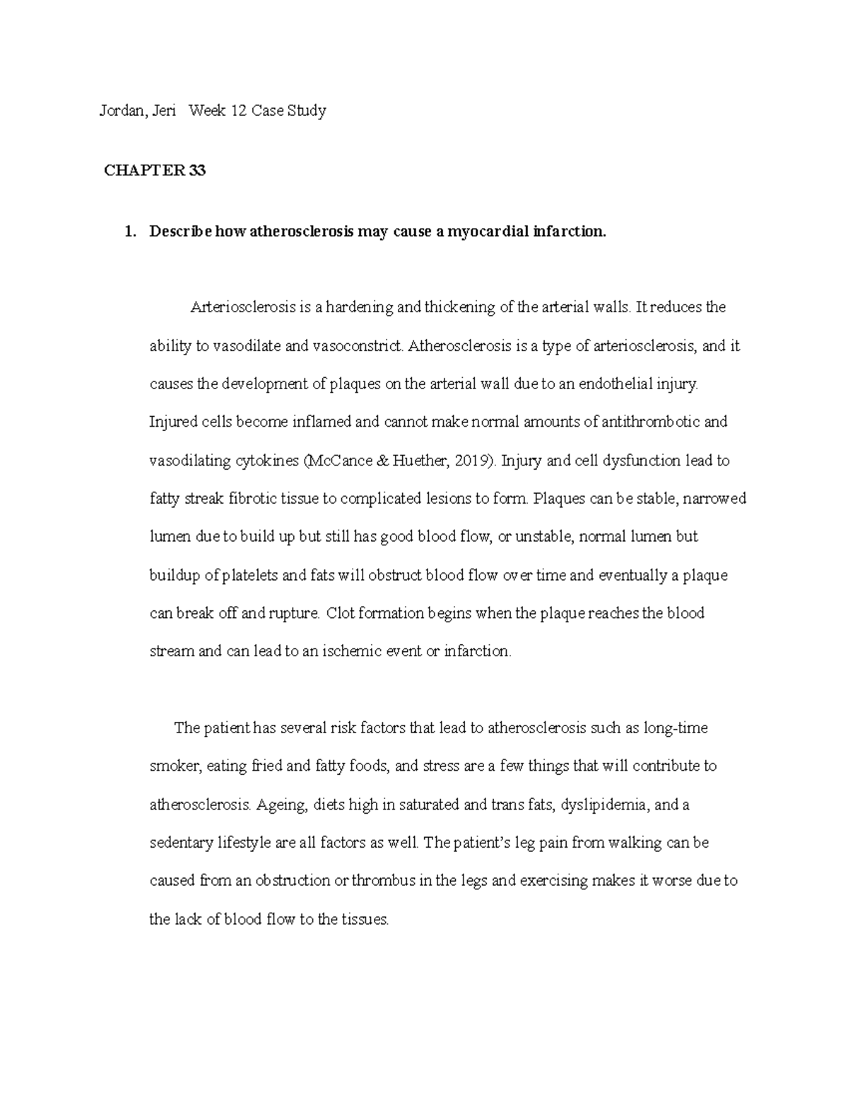 Week 12 - Advance pathophysiology case study - Jordan, Jeri Week 12 ...