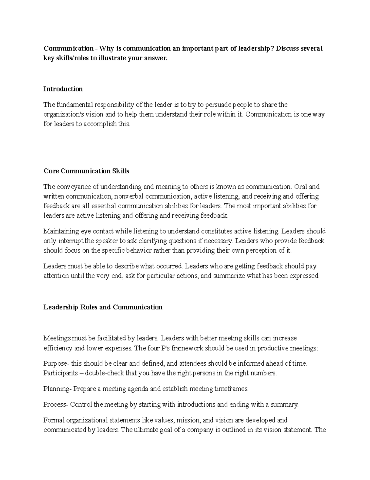 Communication and leadership - Communication - Why is communication an ...