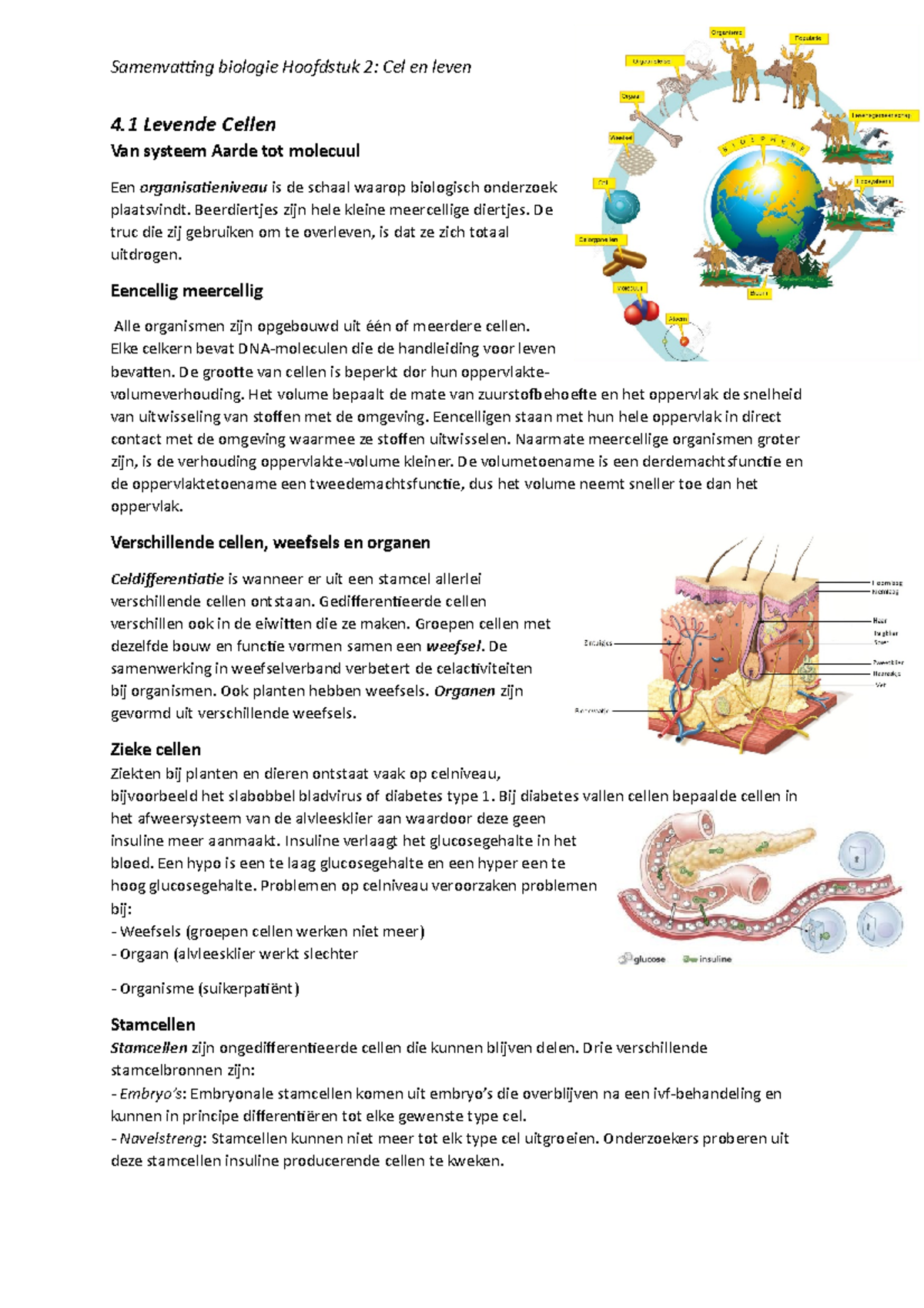 Samenvatting Hoofdstuk 4 Cel en leven - 4 Levende Cellen Van systeem Aarde tot molecuul Een ...