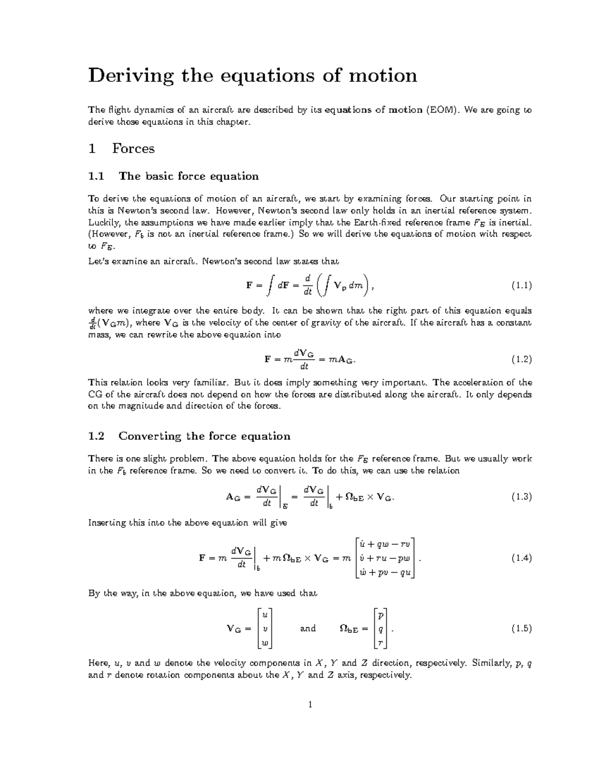 DerivingThe Equations Of Motion - Deriving the equations of motion The ...