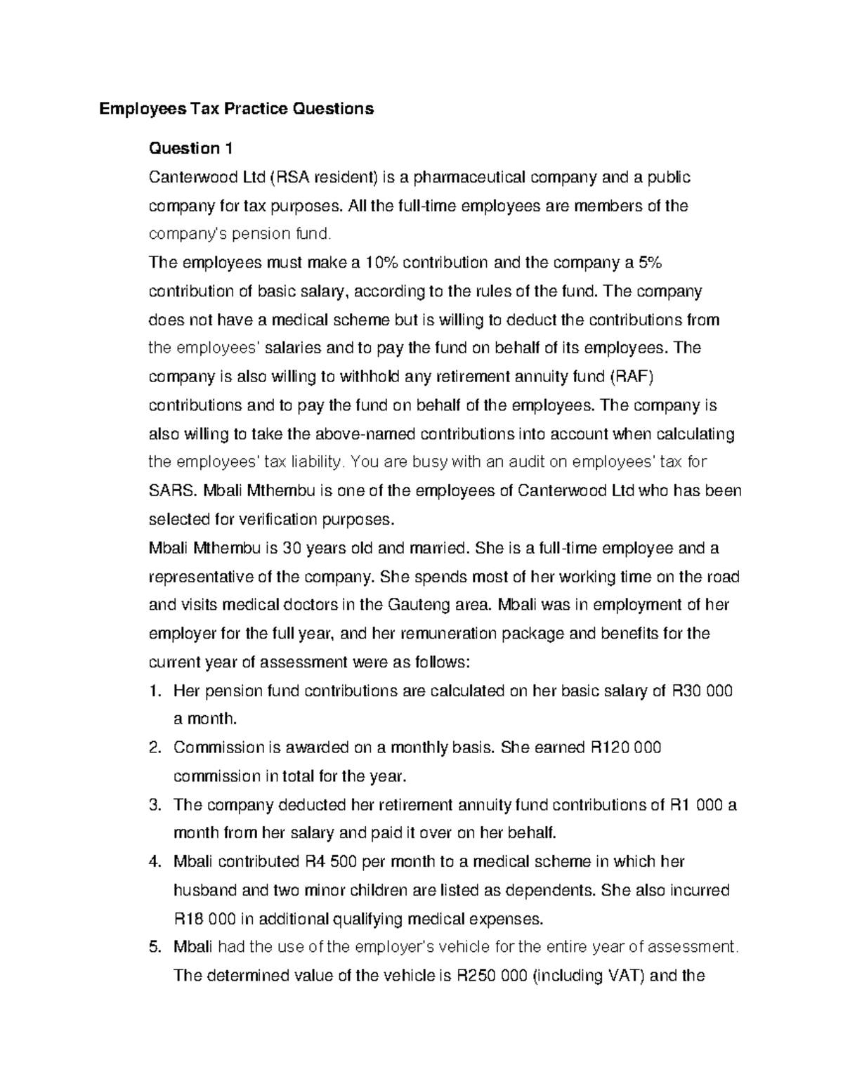 CA3- Employees Tax Practice Question Answer - Employees Tax Practice ...